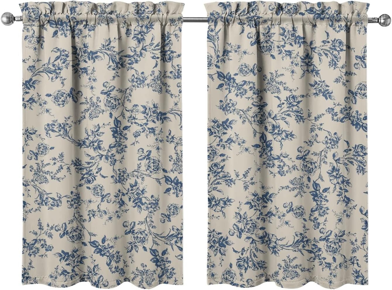 Farmhouse Kitchen Curtains 36 Inch Length Country Floral Window Curtain ...