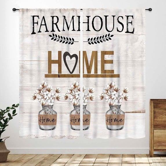 Farmhouse Kitchen Curtains,Rustic Sweet Love Home Vintage Country Retro ...