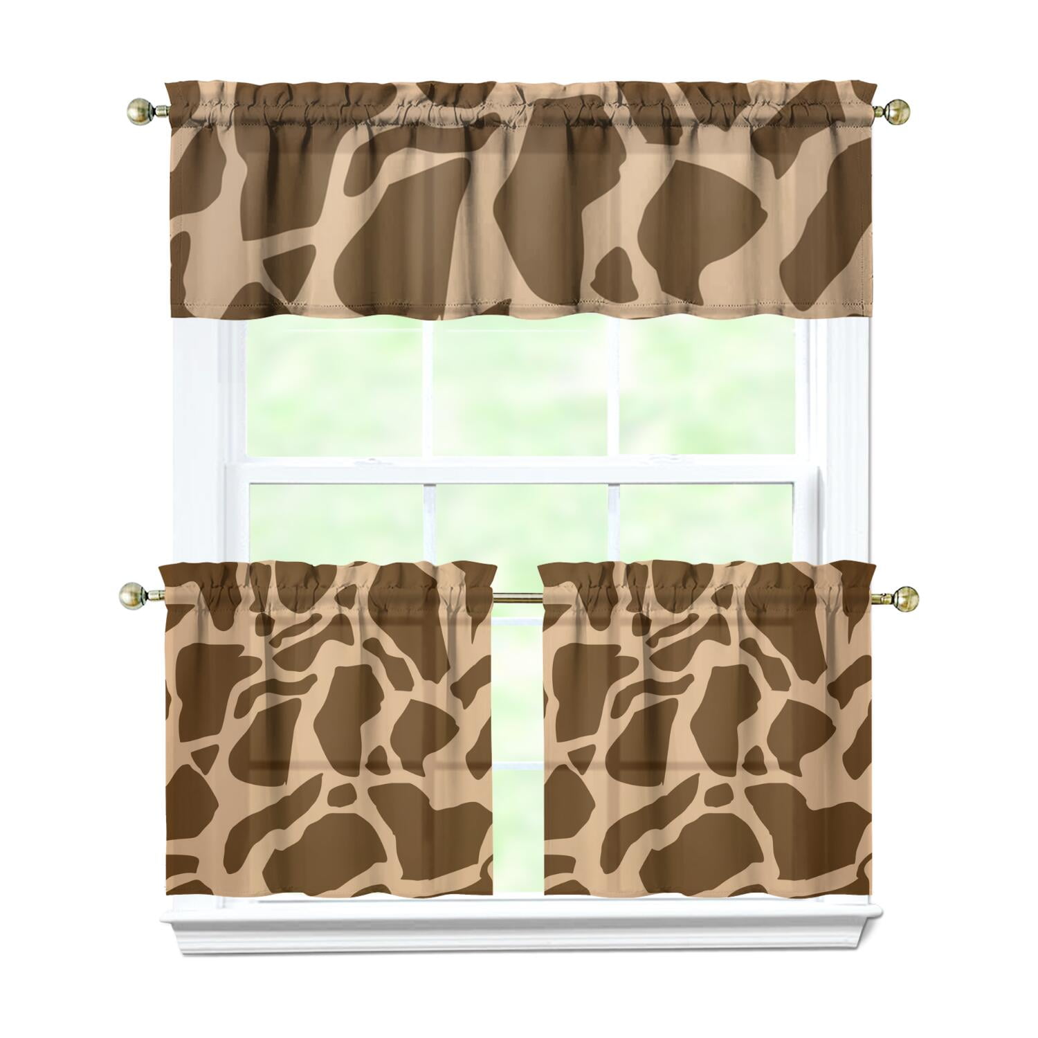 Farmhouse Kitchen Curtains Set of 3 - Adorable Giraffe & African ...
