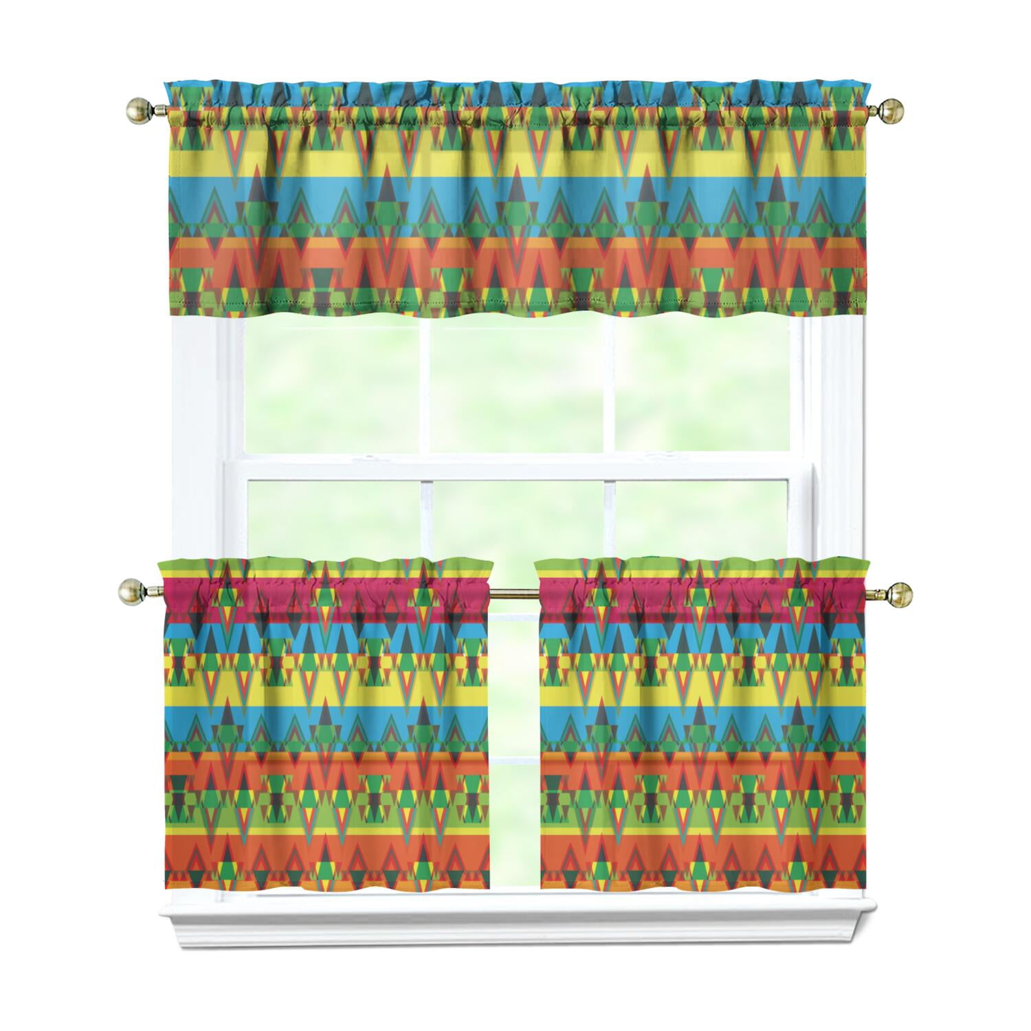 Farmhouse Kitchen Curtains Set - Rustic Aesthetic Plaid Stripes Design ...