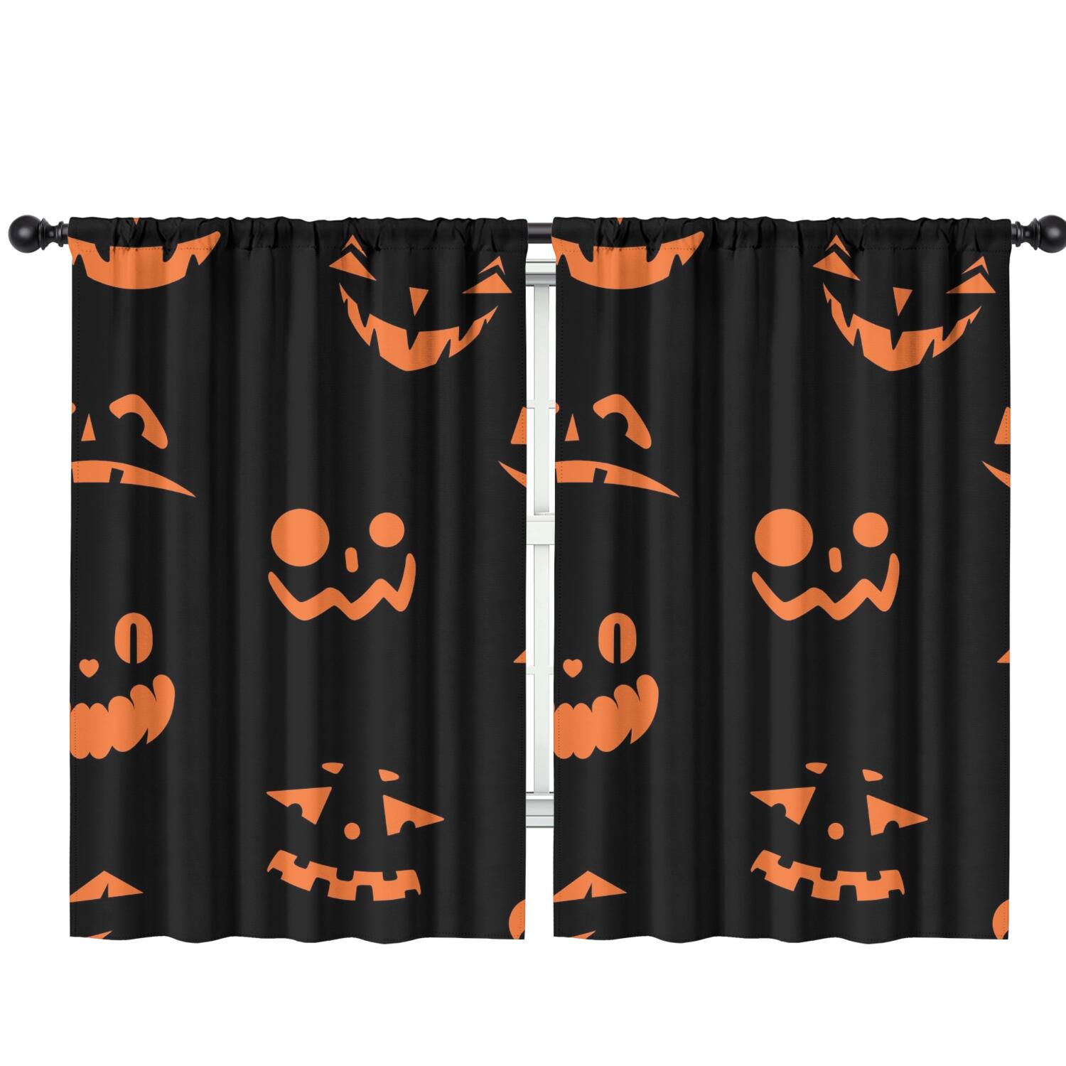 Farmhouse Kitchen Curtains Set of 2 with Horror Theme Skull and Ghost ...