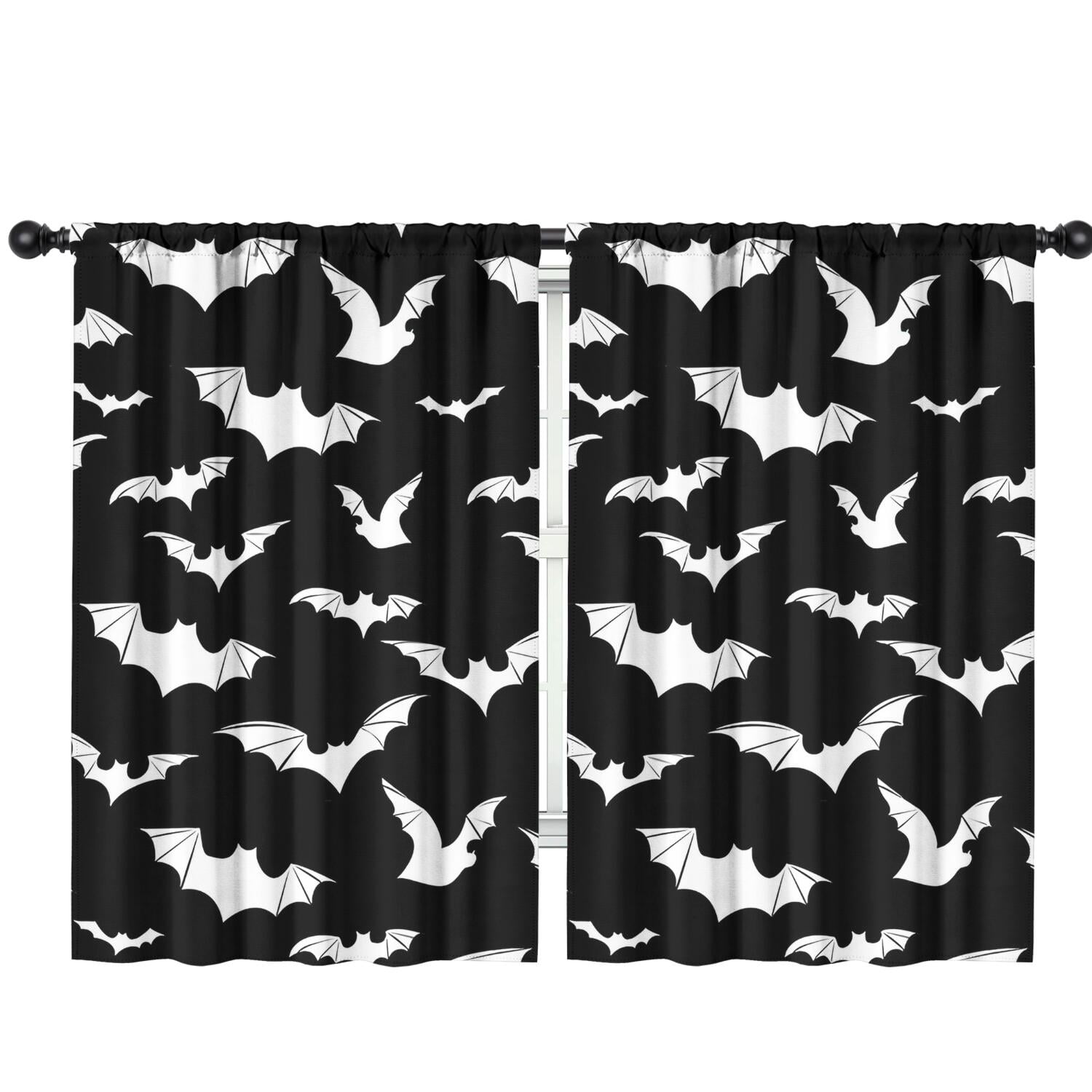 Farmhouse Kitchen Curtains Set with Gothic Pumpkin and Cobweb Design ...