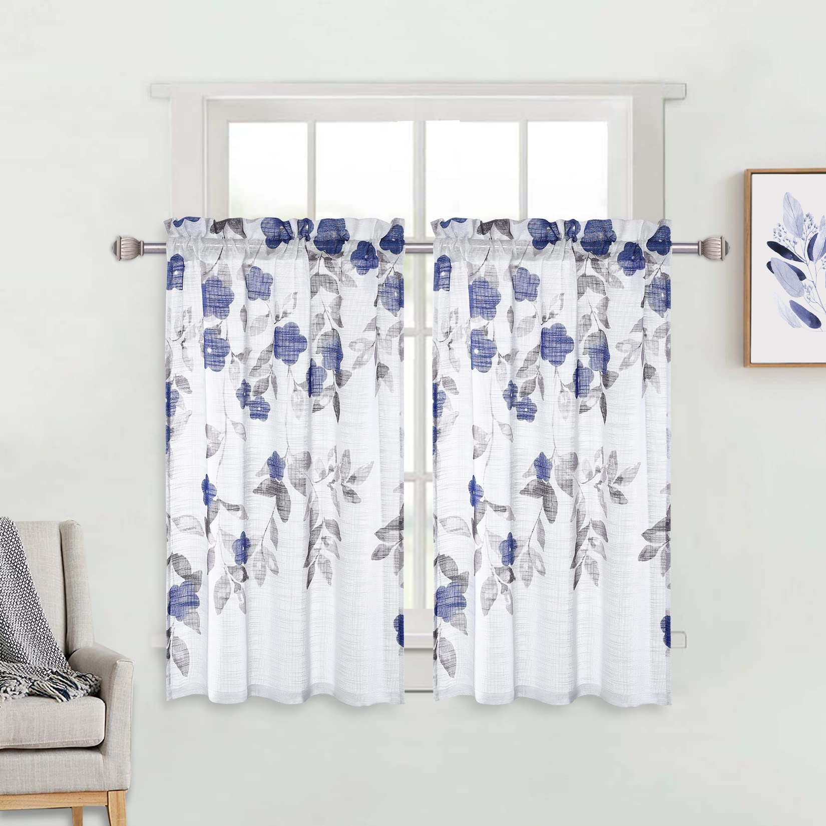 Farmhouse Kitchen Curtains for Small Window, 24 Inch Length Set Weeping ...