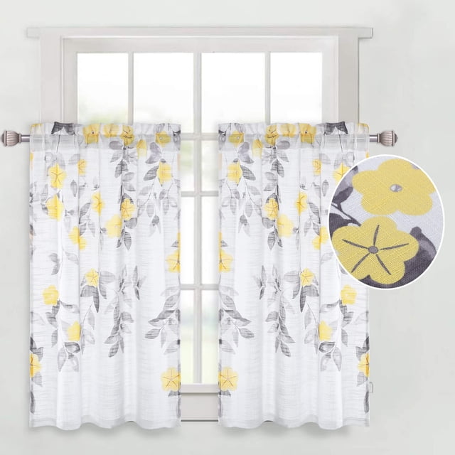 Farmhouse Kitchen Curtains for Small Window, 24 Inch Length Set Weeping ...