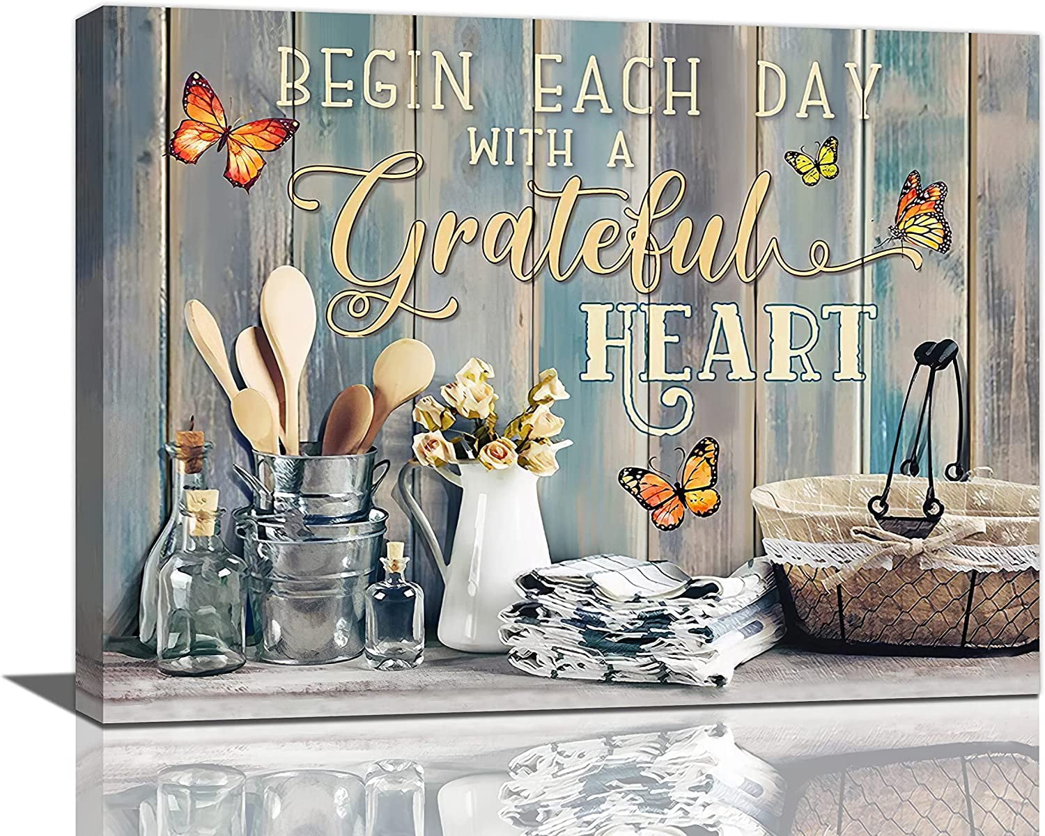 Farmhouse Kitchen Decor Wall Art Rustic Country Kitchenware Pictures ...