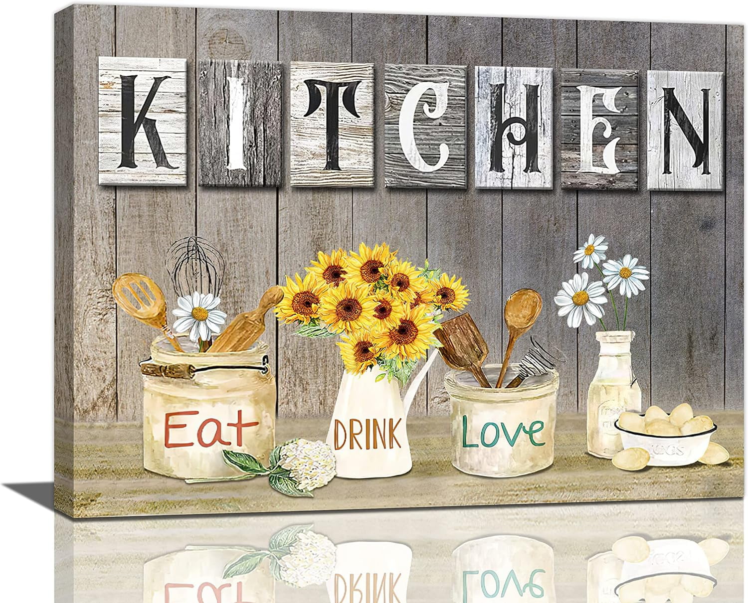 Farmhouse Kitchen Decor Wall Art Rustic Kitchen Signs Pictures Wall ...