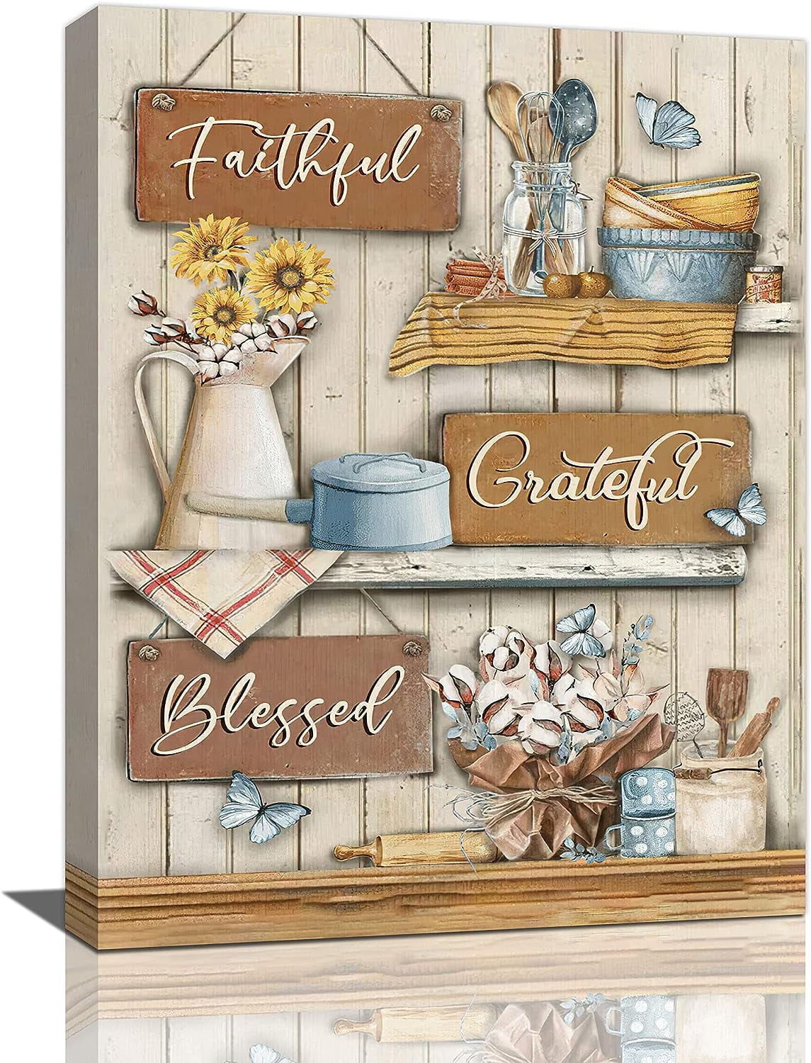 Farmhouse Kitchen Decor Wall Art Rustic Kitchen Sunflower Cotton ...