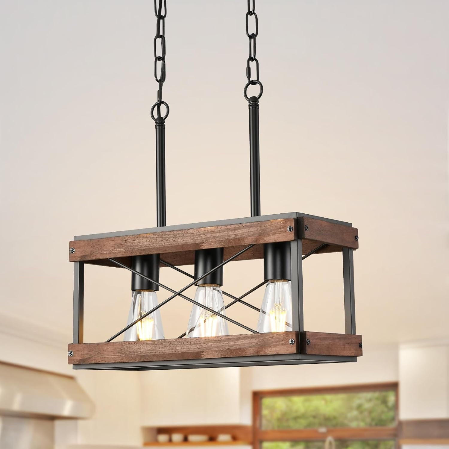 Farmhouse Kitchen Island Light, 3 Lights Pendant Lighting Fixture ...