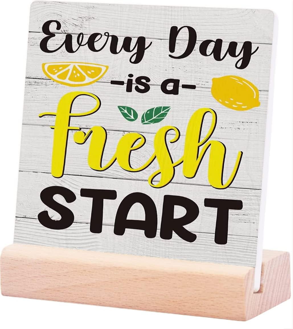 Farmhouse Kitchen Lemon Desk Plaque Sign, Every Day is a Fresh Start ...