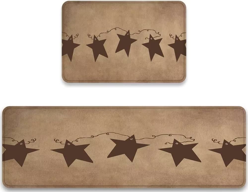 Farmhouse Kitchen Mat Set of 2 Rusty Stars Rusty Stars Vintage ...