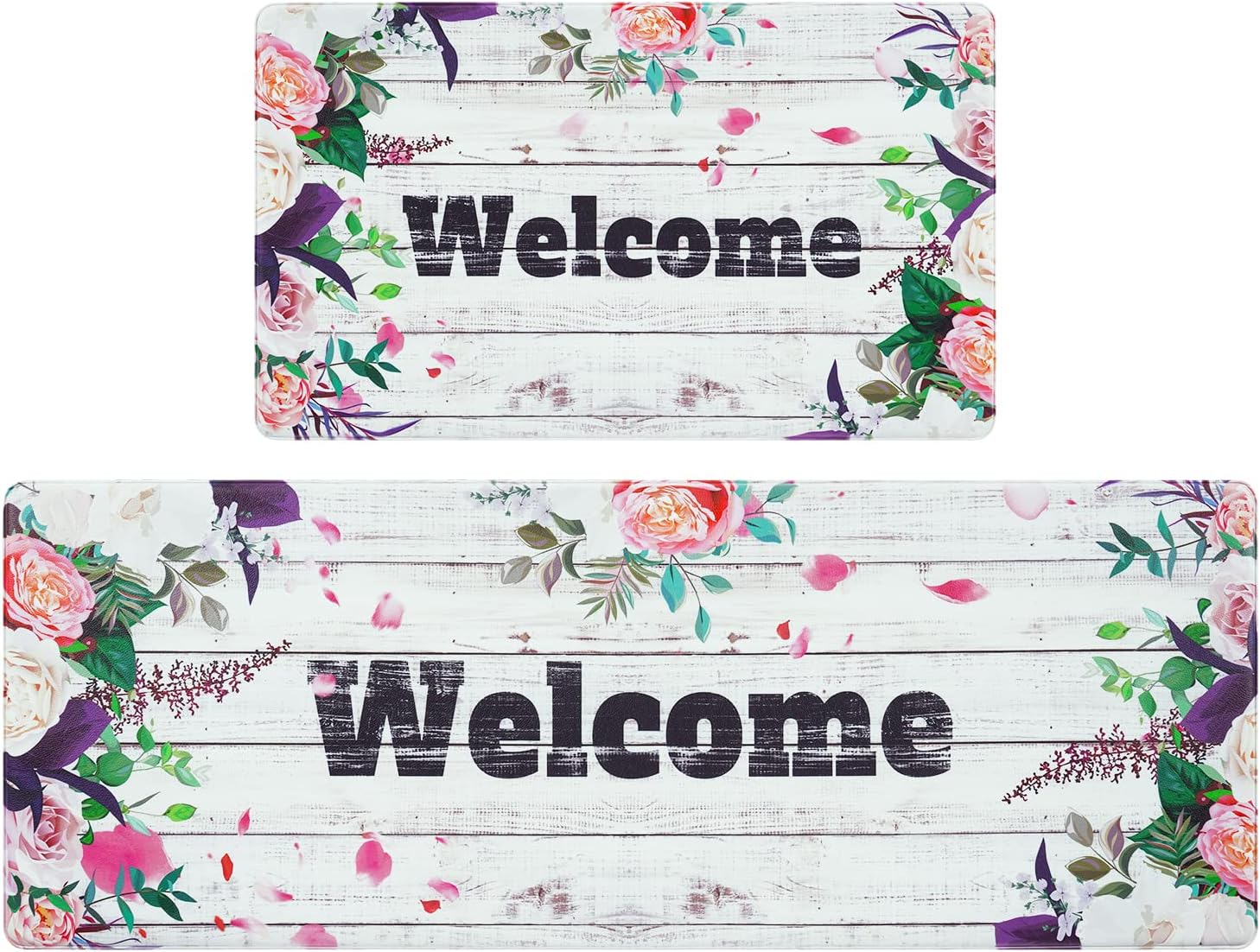 Farmhouse Kitchen Mats 2 Piece, Roses Anti-Fatigue Kitchen Mats for ...