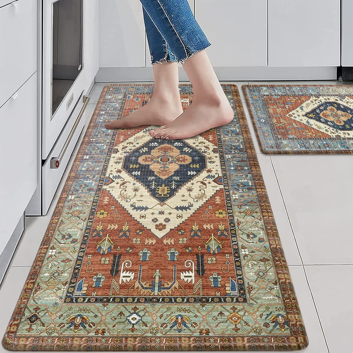 Farmhouse Kitchen Mats,Anti Fatigue Kitchen Rugs Sets of 2, Non Slip ...