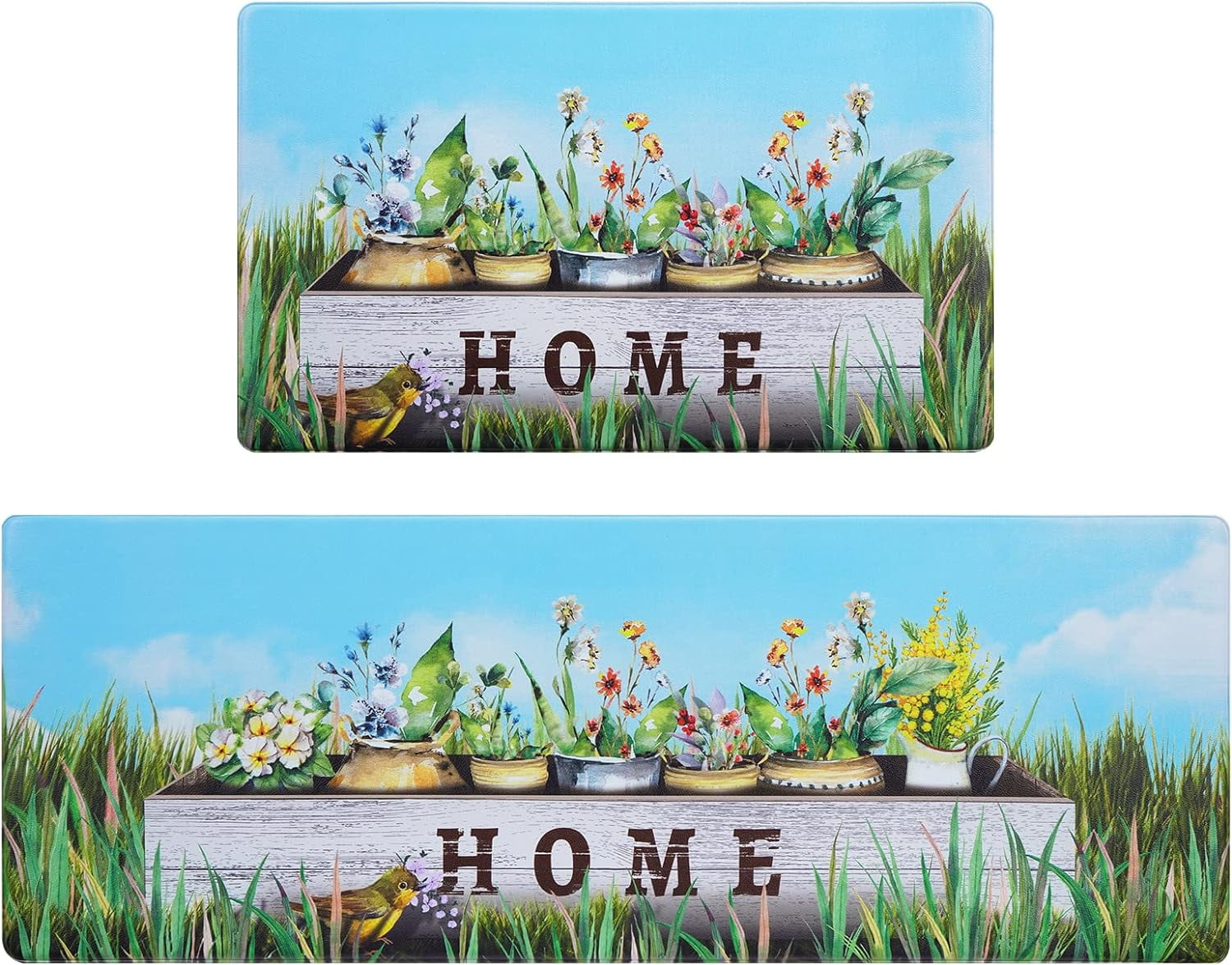 Farmhouse Kitchen Mats for Floor 2 Piece, Kitchen Rugs Set, Cushioned ...