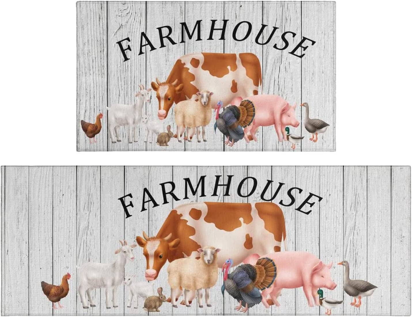 Farmhouse Kitchen Mats for Floor Set of 2,Anti Fatigue Mats for Kitchen ...