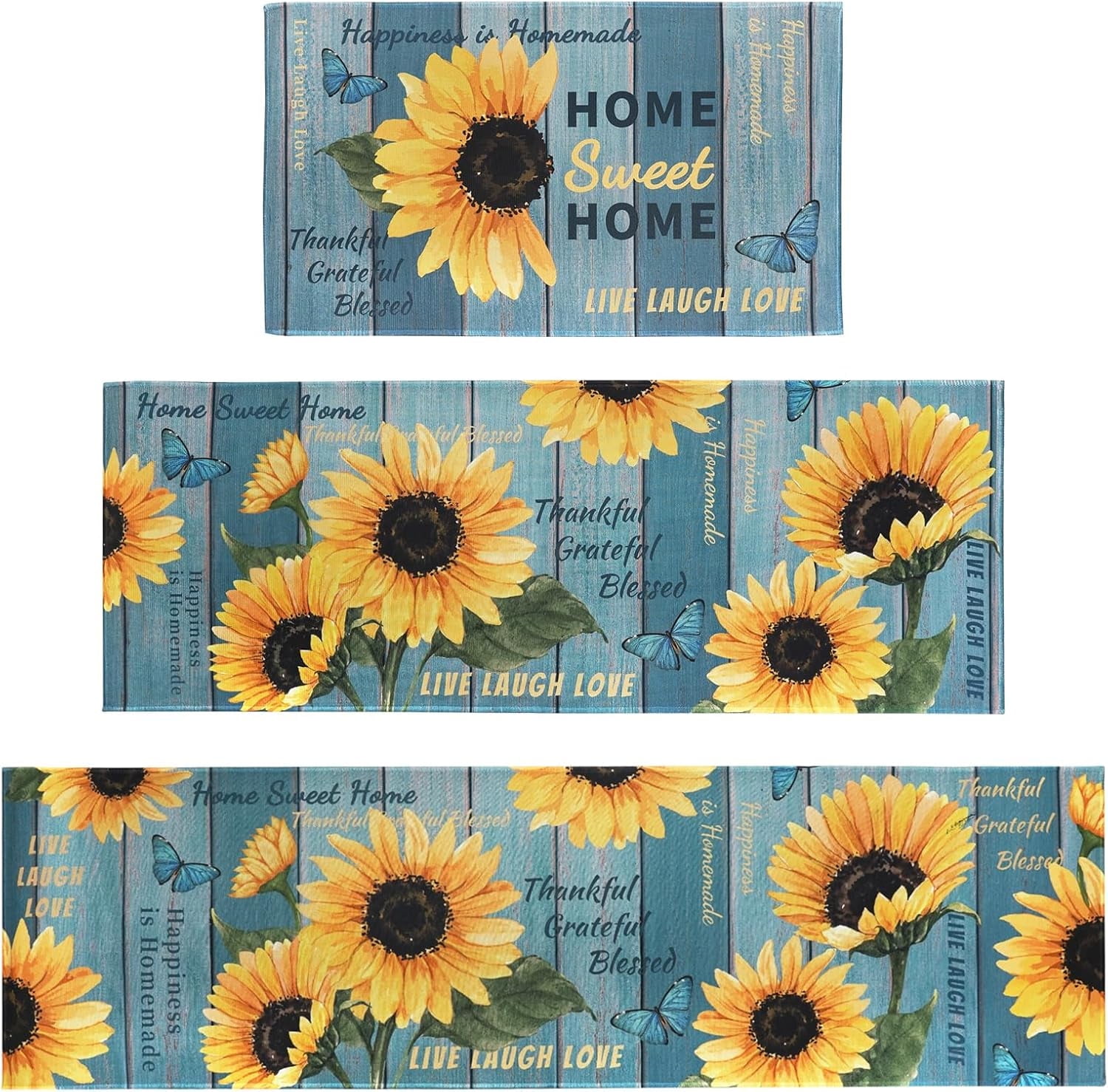 Farmhouse Kitchen Mats for Floor Set of 3 Piece with Runner, Rustic ...
