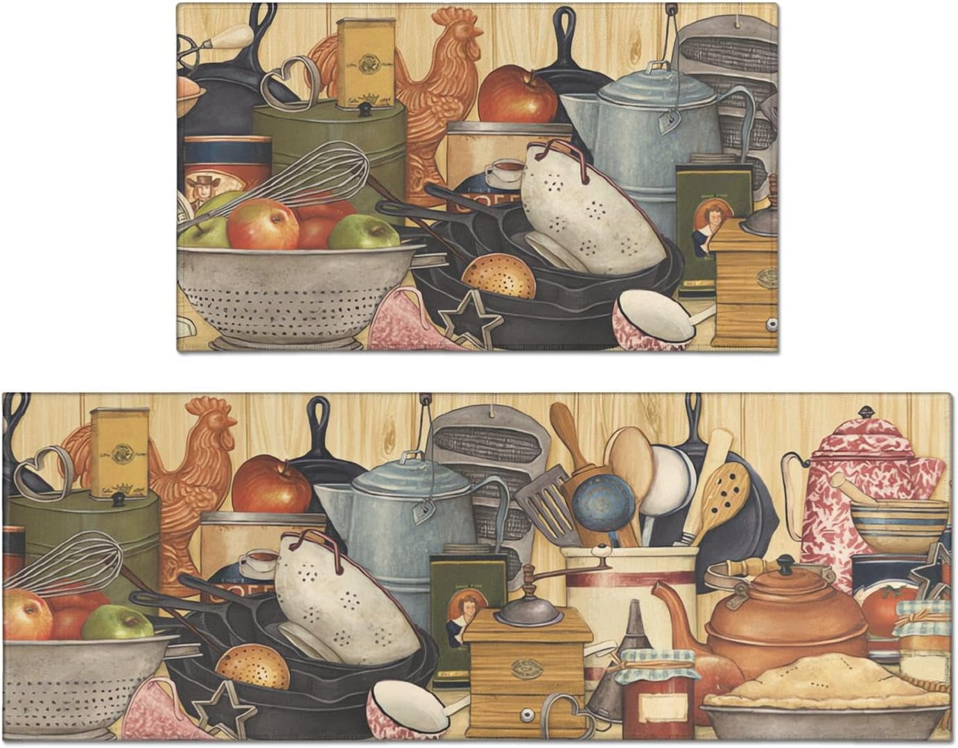 Farmhouse Kitchen Mats Sets 2 Piece Cushioned Anti-Fatigue Comfort Mat ...
