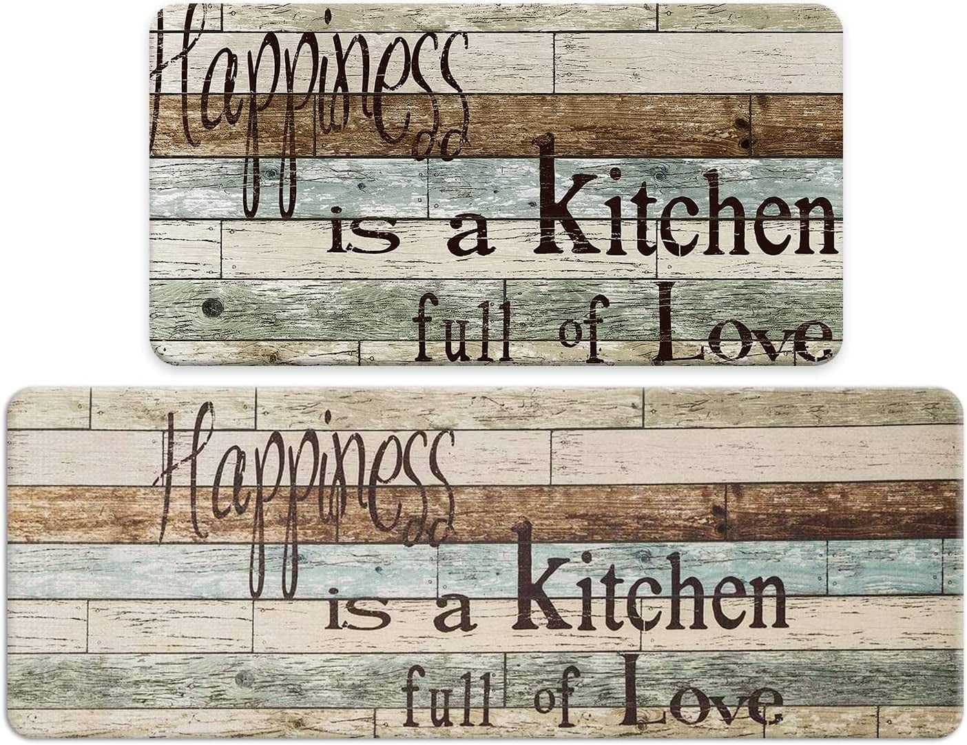 Farmhouse Kitchen Mats Sets 2 Piece Cushioned Anti-Fatigue Comfort Mat ...