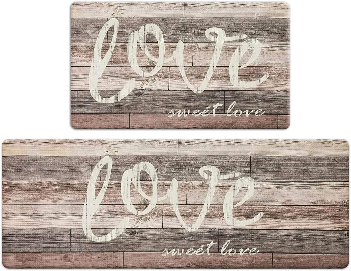 Farmhouse Kitchen Mats Sets 2 Piece Cushioned Anti-Fatigue Comfort Mat ...