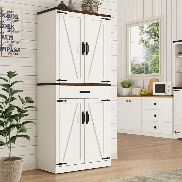 Farmhouse Kitchen Pantry Cabinet-72" Tall Versatile Storage Cabinets ...