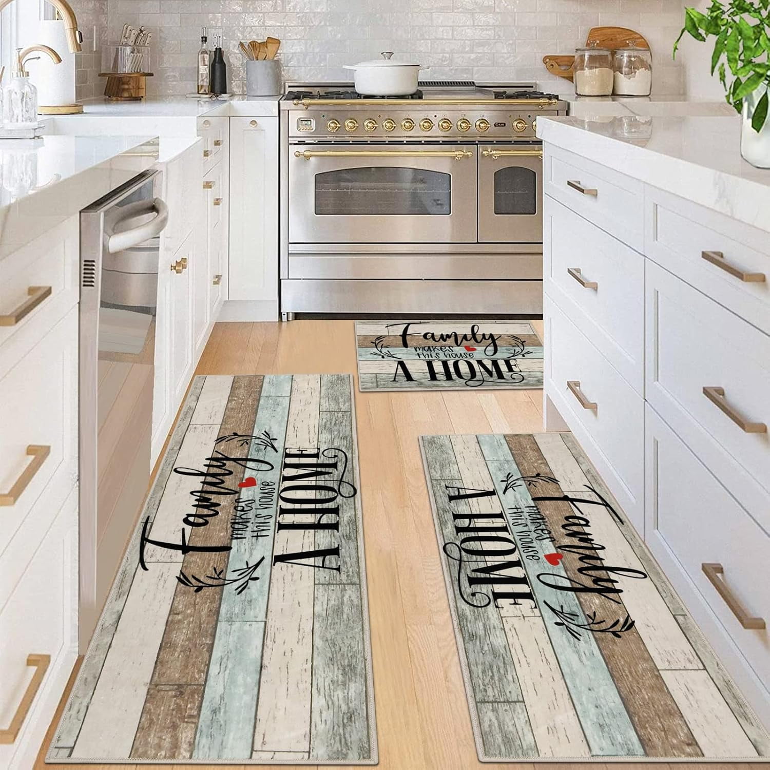Farmhouse Kitchen Rug Sets 3 Piece with Runner Non Slip Kitchen Floor ...