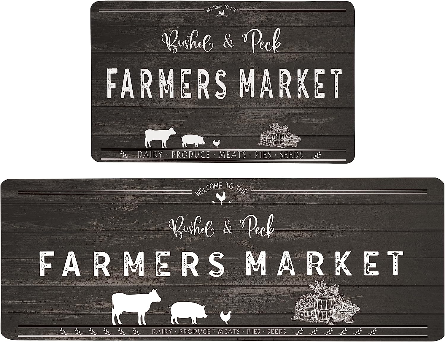 Farmhouse Kitchen Rugs 2 Pieces Cow Rustic Farm Decor Anti-Fatigue ...