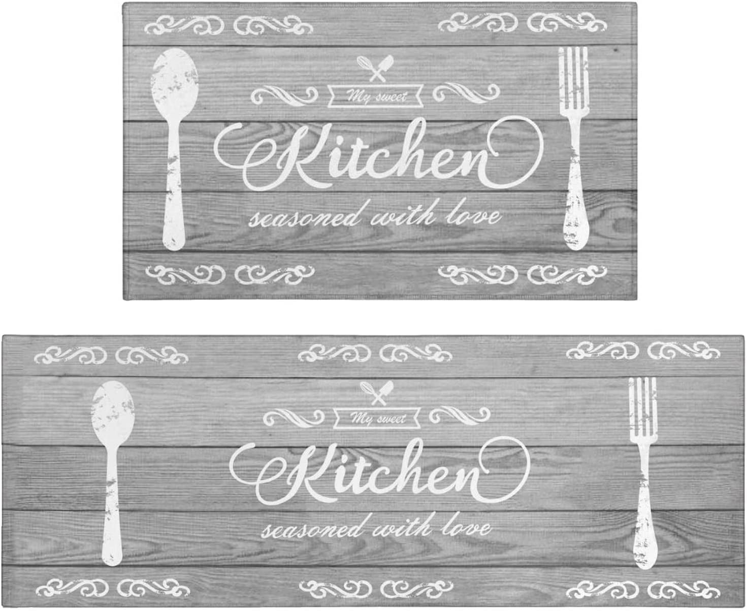 Farmhouse Kitchen Rugs and Mats 2 Pieces Rooster Kitchen Decor,Buffalo ...