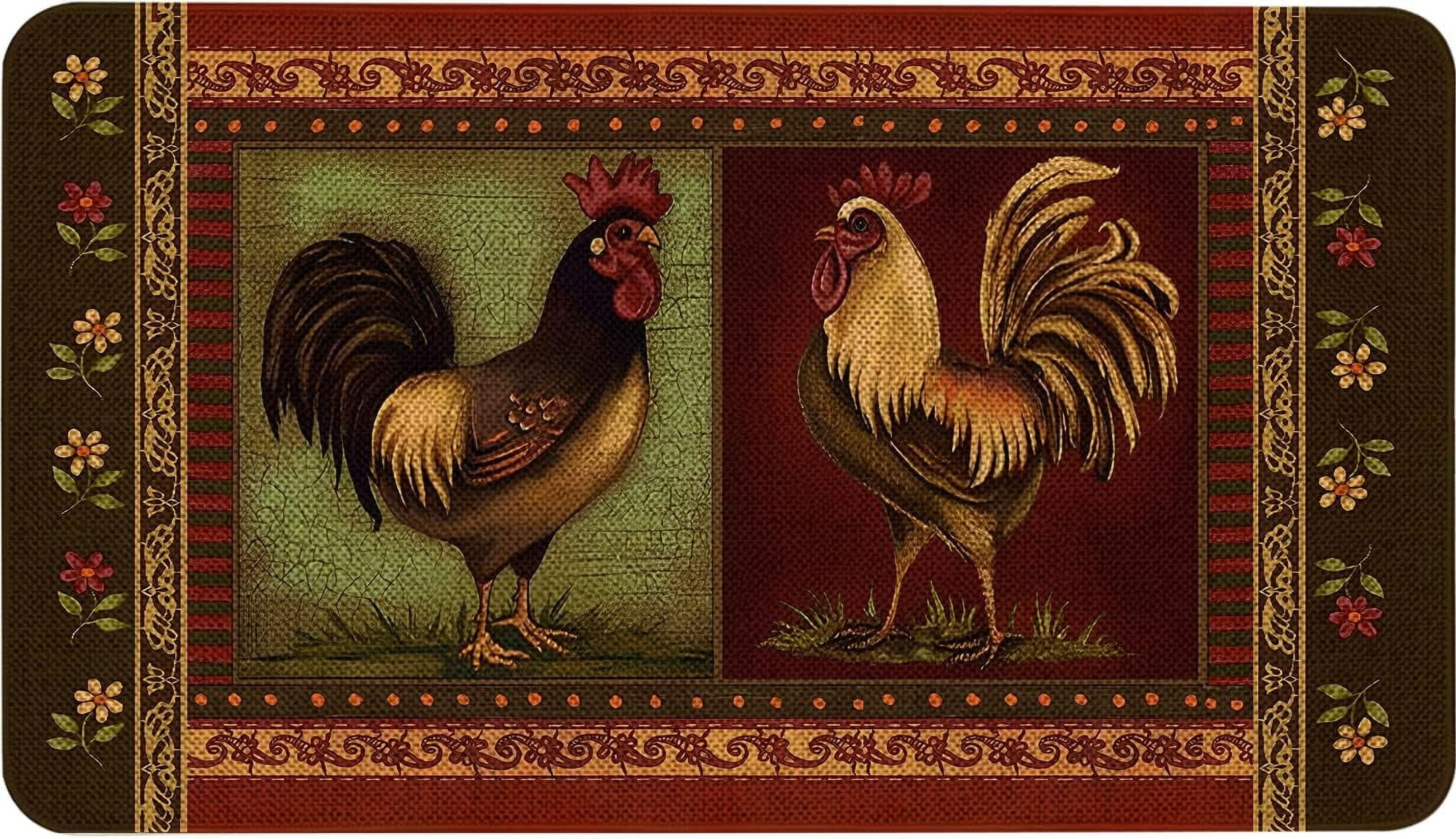Farmhouse Kitchen Rugs and Mats, Farm Rooster Door Mat, Seasonal ...