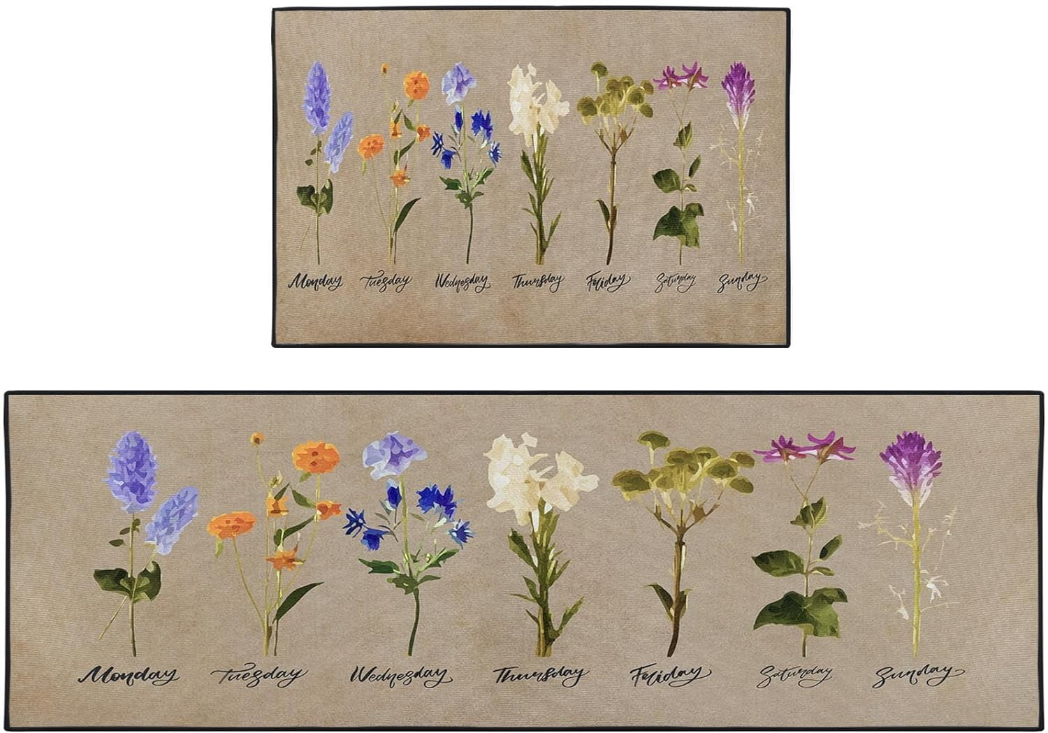 Farmhouse Kitchen Rugs and Mats Non Skid Washable Set of 2, Vintage ...