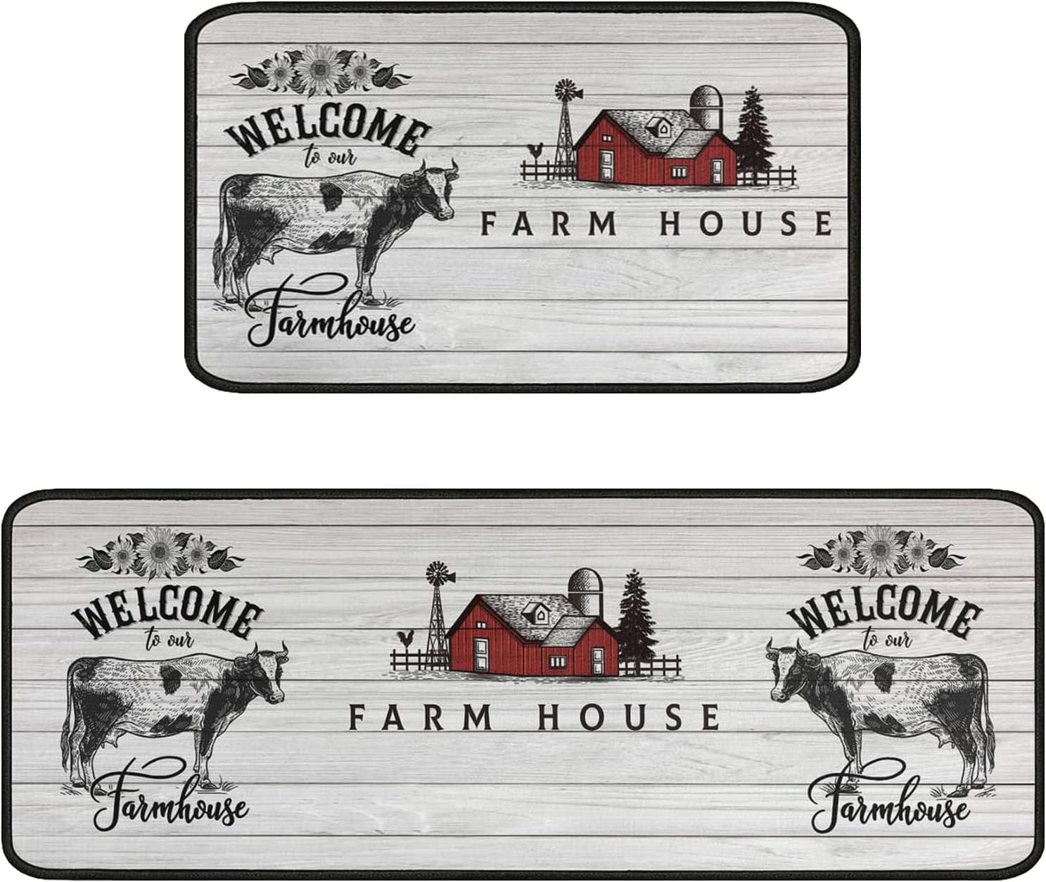 Farmhouse Kitchen Rugs and Mats Sets of 2,Farmhouse Cow Print ...