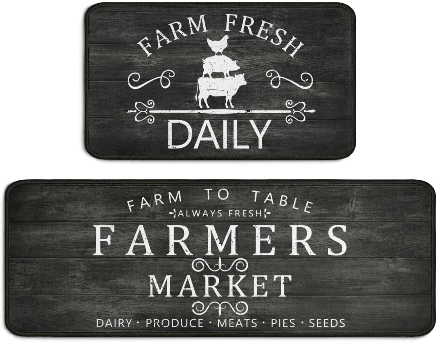 Farmhouse Kitchen Rugs Set of 2,Rustic Kitchen Rugs Farmhouse Style Mat ...