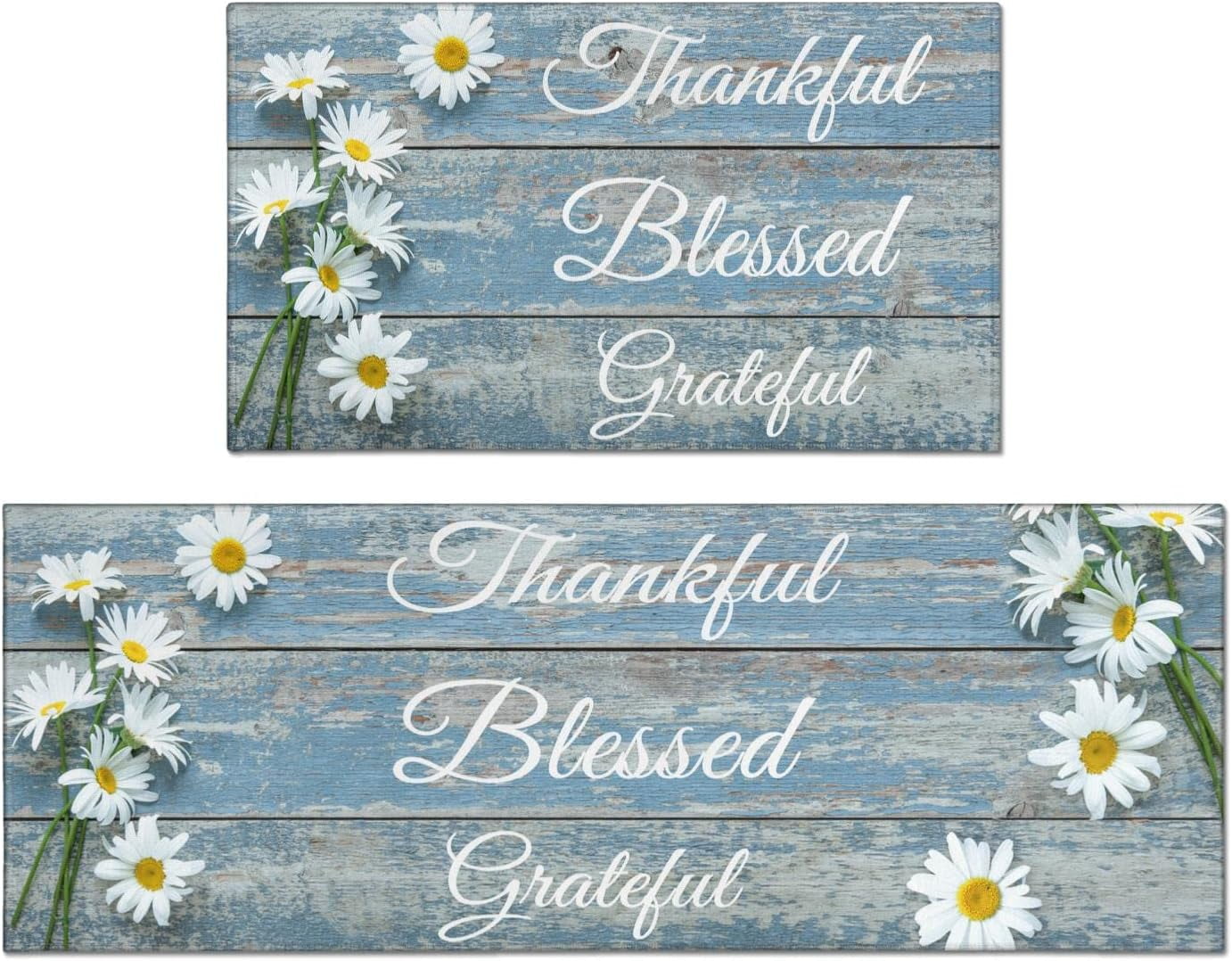 Farmhouse Kitchen Rugs Set of 2, Spring Summer Daisy Kitchen Rugs and ...
