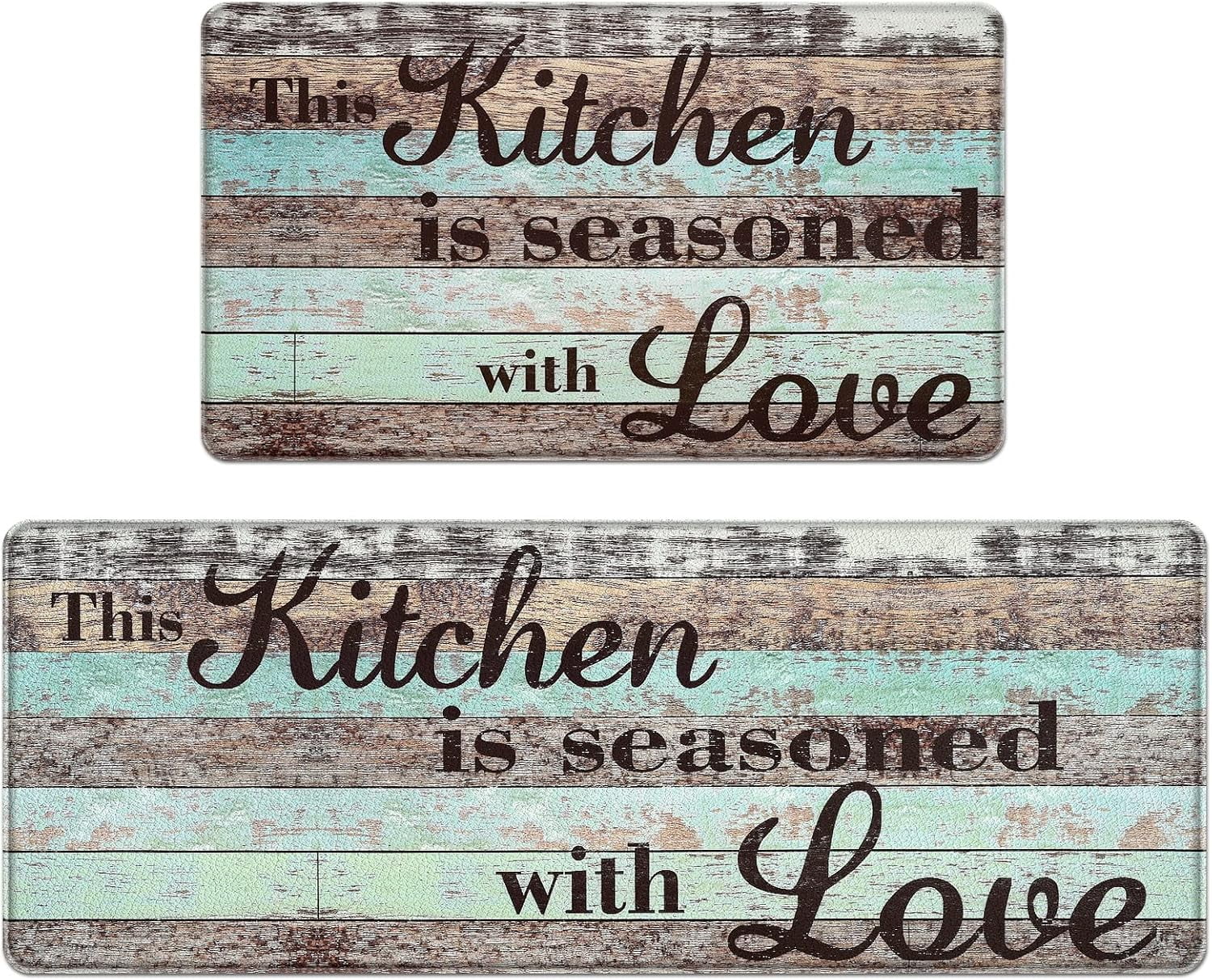 Farmhouse Kitchen Rugs Sets of 2, Personalized Kitchen Mats Cushioned ...