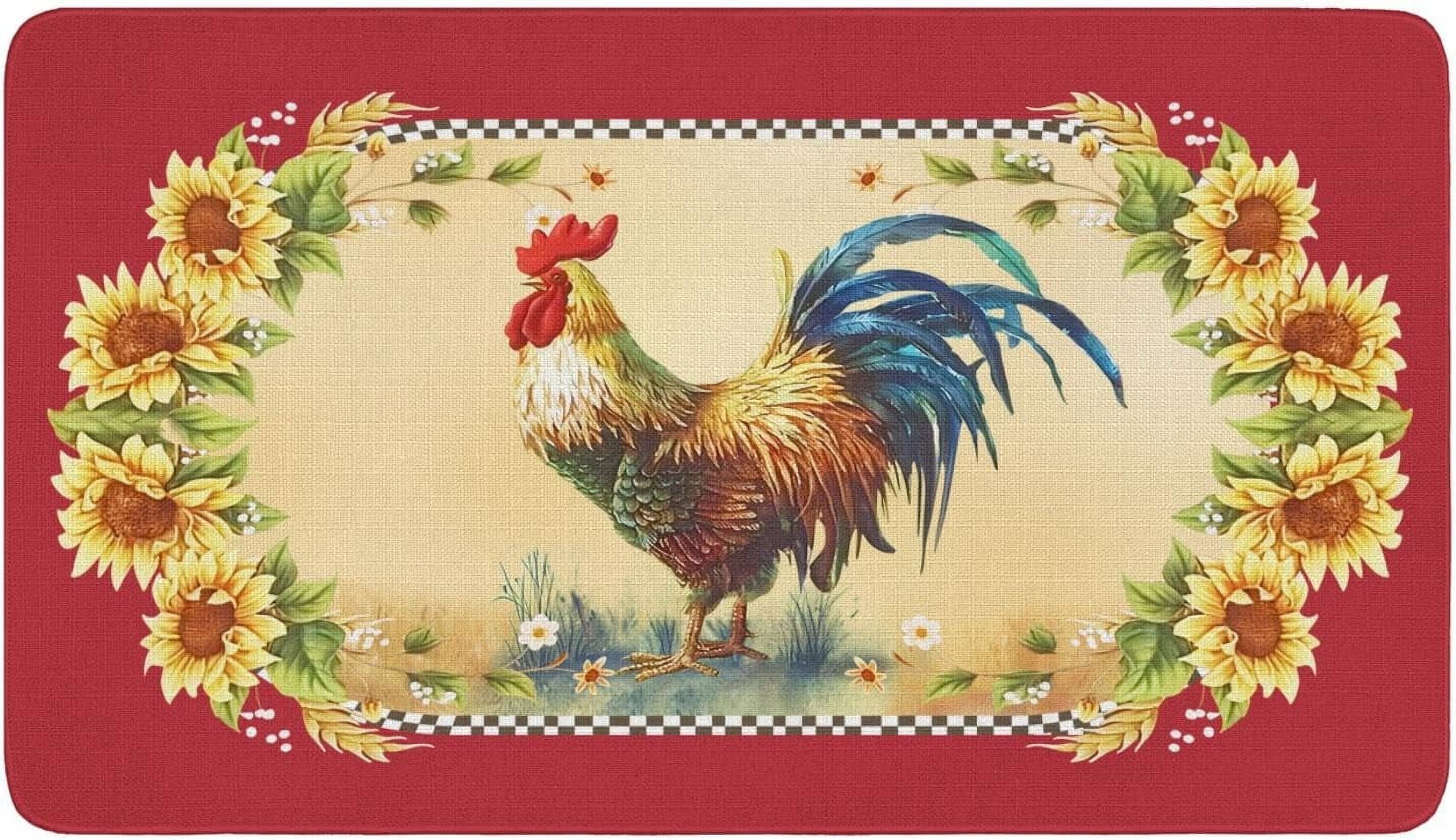 Farmhouse Kitchen Rugs and Mats 30x17 Inch, Farm Red Rooster Kitchen ...