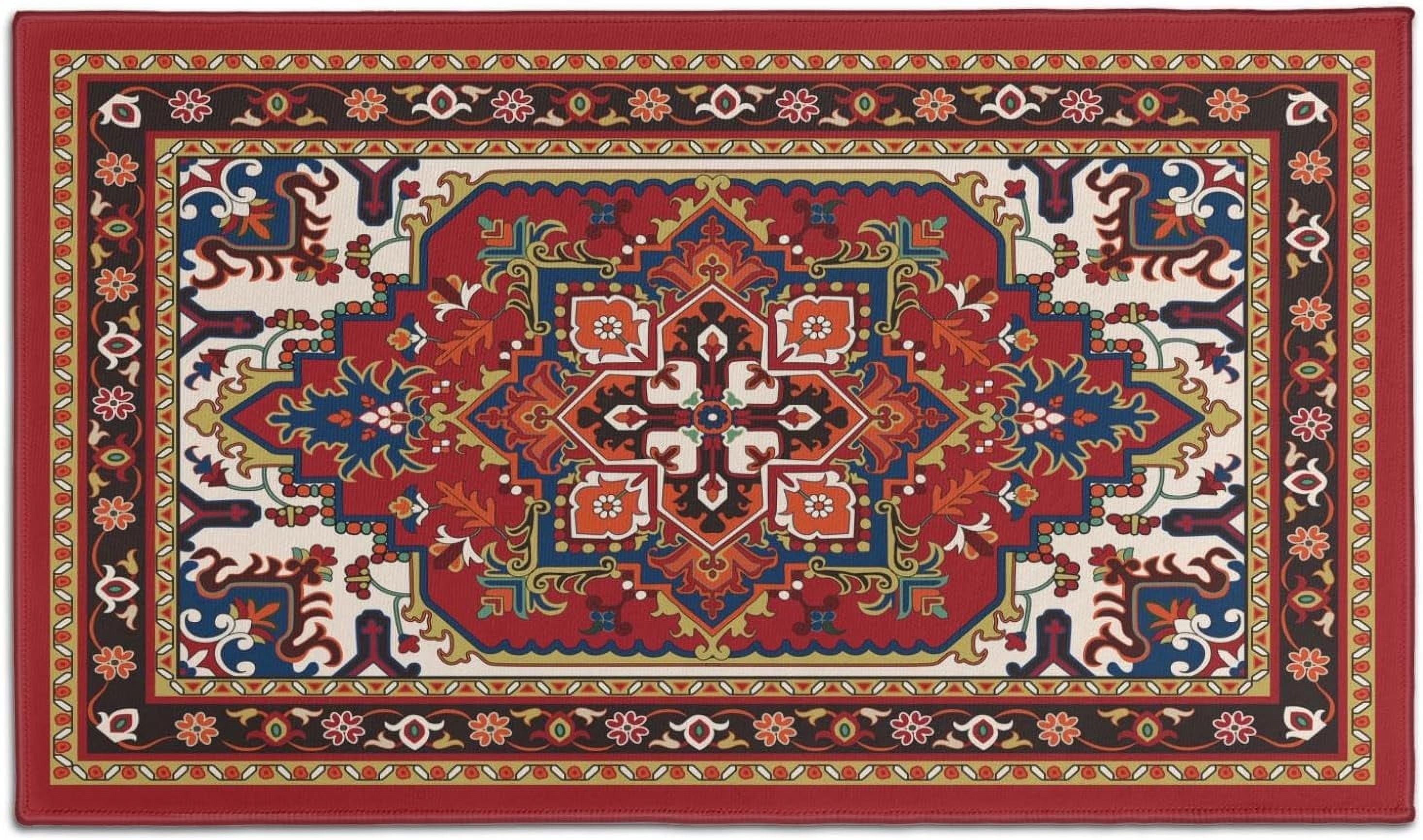 Farmhouse Kitchen Rugs and Mats 30x17 Inch, Red Boho Kitchen Rug ...