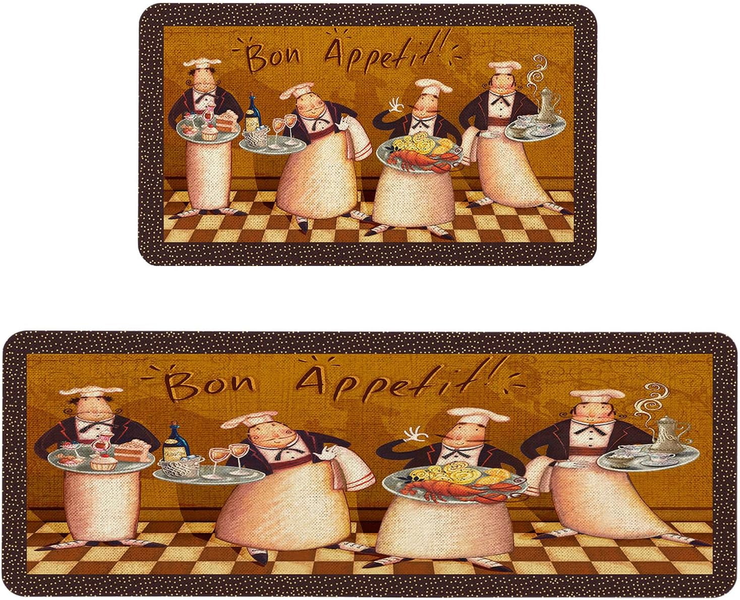 Farmhouse Kitchen Rugs and Mats Set of 2, Chef Kitchen Rug, Washable ...