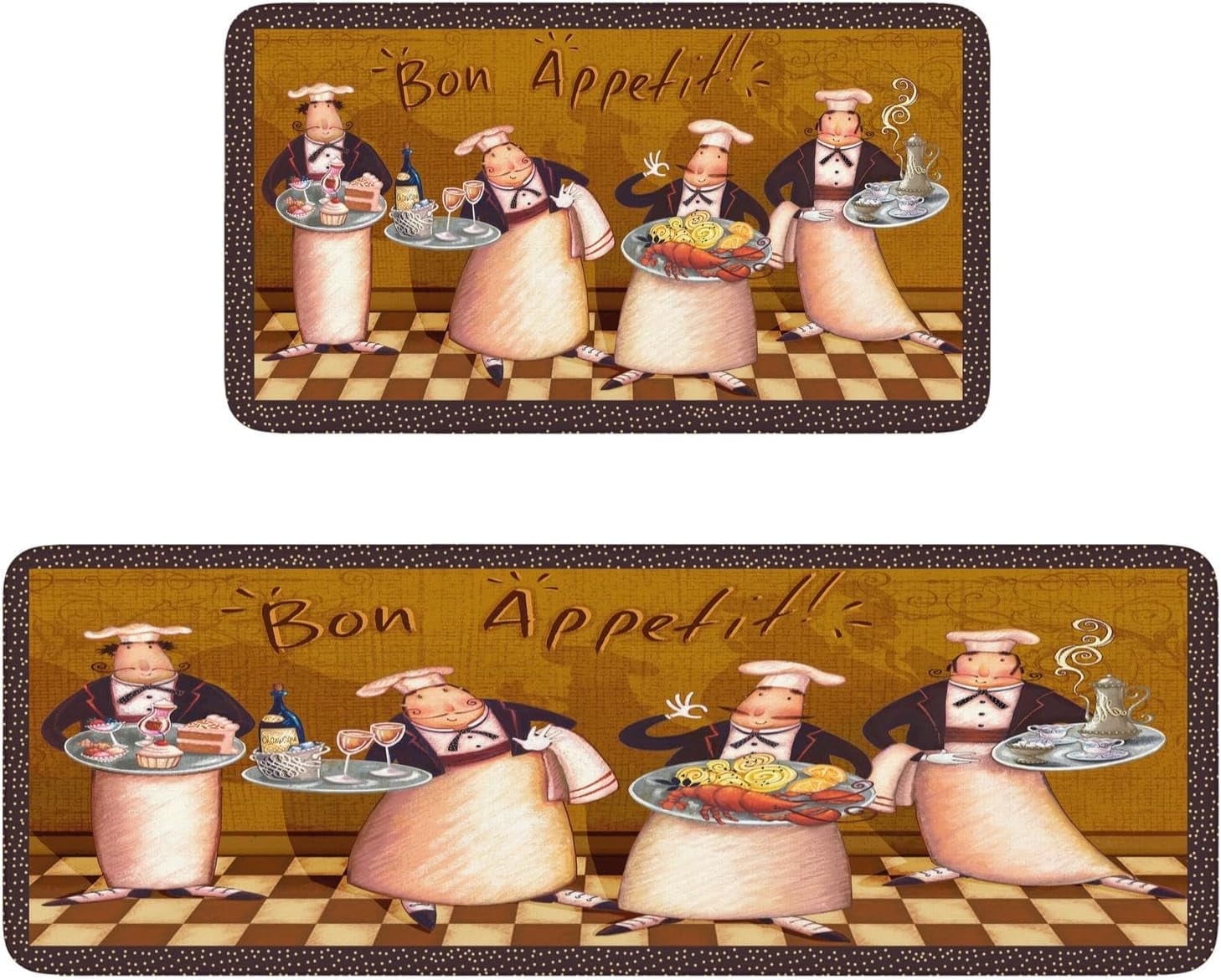 Farmhouse Kitchen Rugs and Mats Set of 2, Fat Chef Kitchen Rug ...