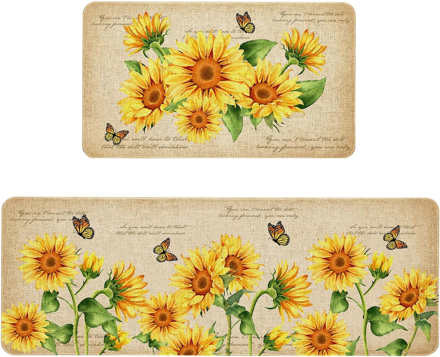 Farmhouse Kitchen Rugs and Mats Set of 2, Sunflower Kitchen Rug ...