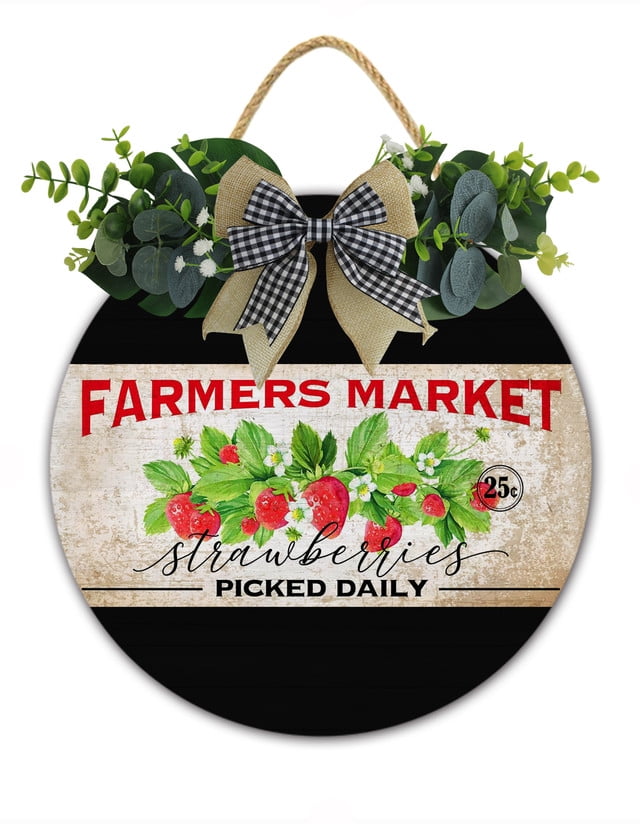 Farmhouse Kitchen Sign Decor Farmers Market Strawberries Rustic Sign ...