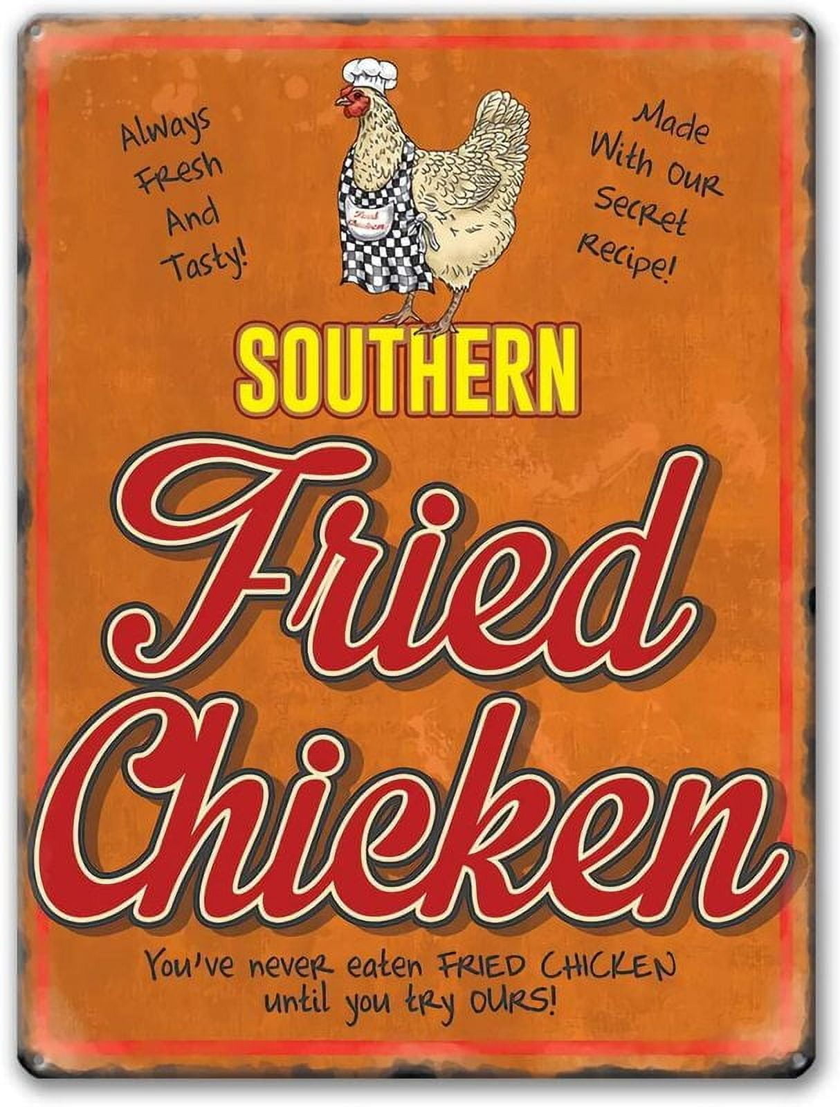 Farmhouse Kitchen Sign, Southern Fried Chicken Metal Wall Decor Coffe ...