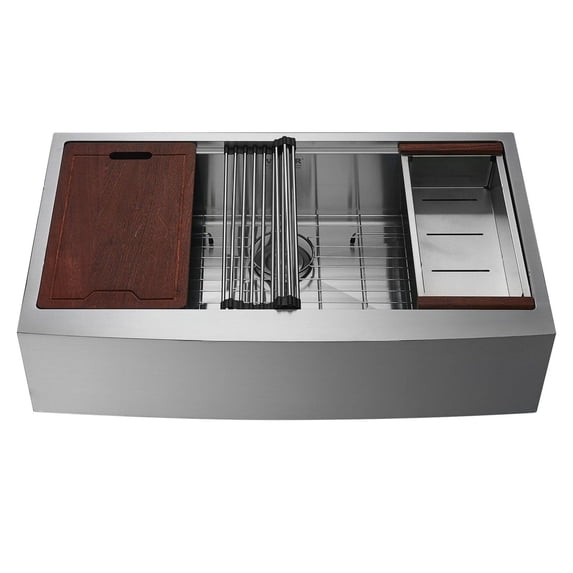 Farmhouse Kitchen Sink 36 Inch, 304 Stainless Steel Drop-In Sink Single ...