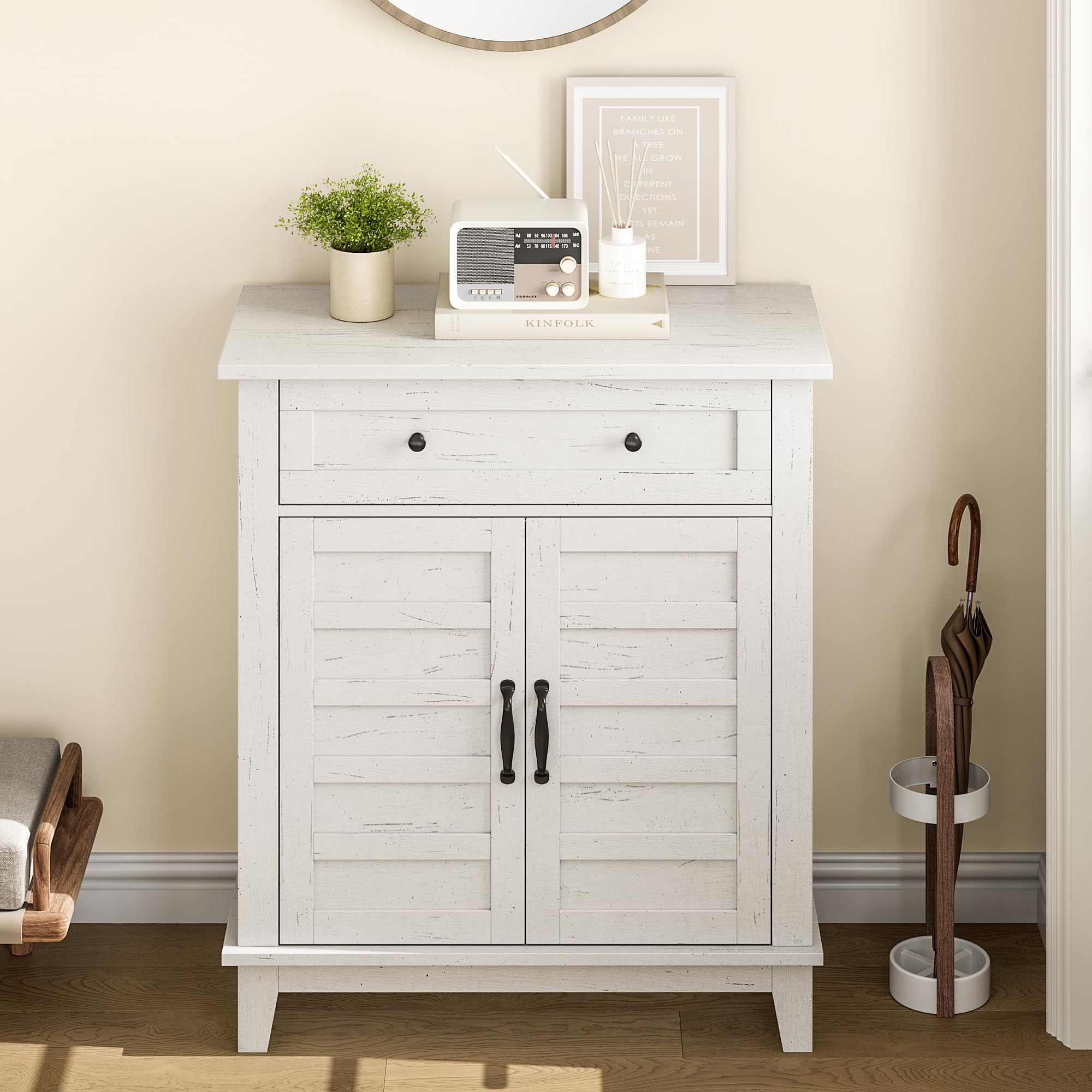 Farmhouse Kitchen Storage Cabinet, 3-Tiers Adjustable Shelf with 7 ...