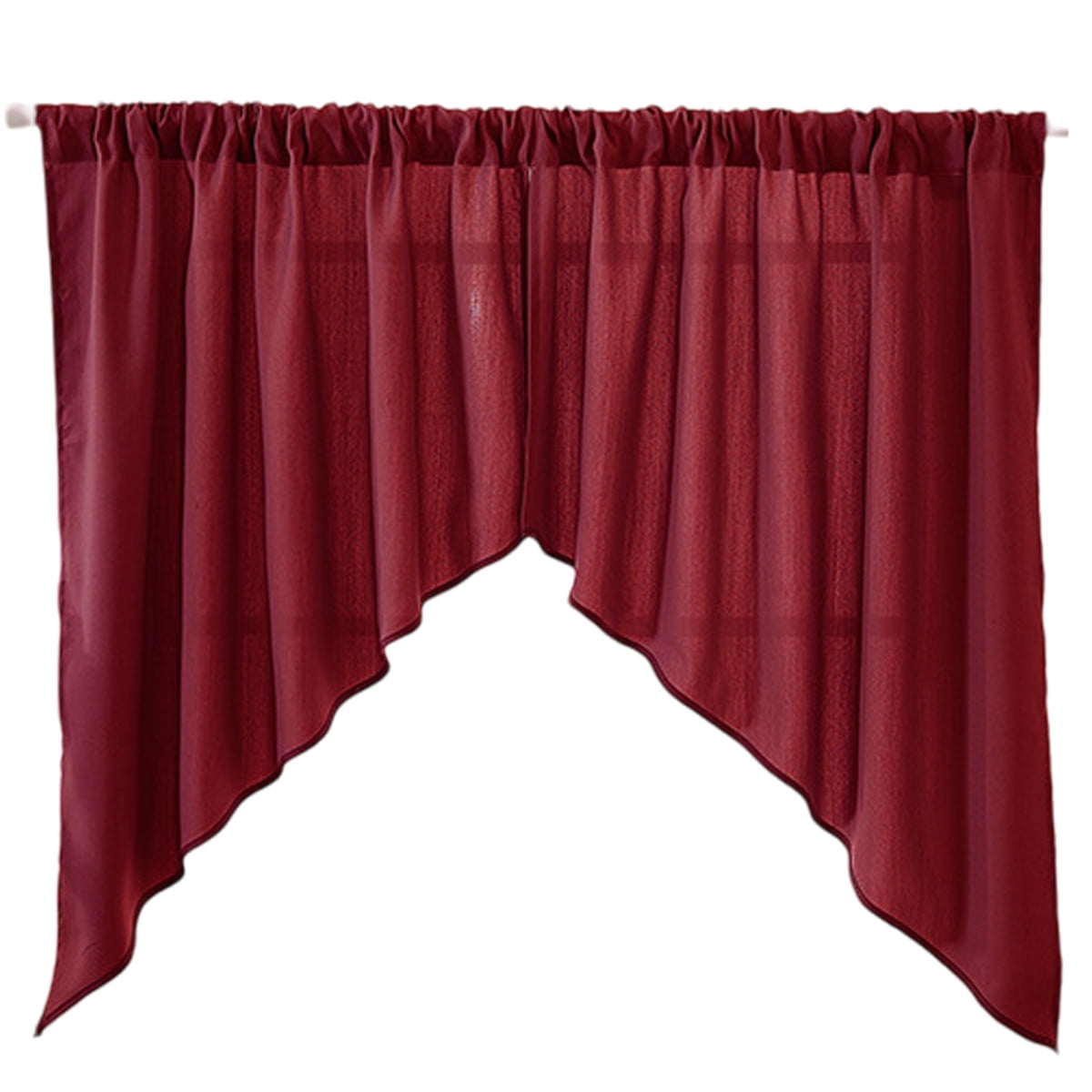 Farmhouse Kitchen Swag Valance Pair Solid Color Rod Pocket Swag Curtain ...