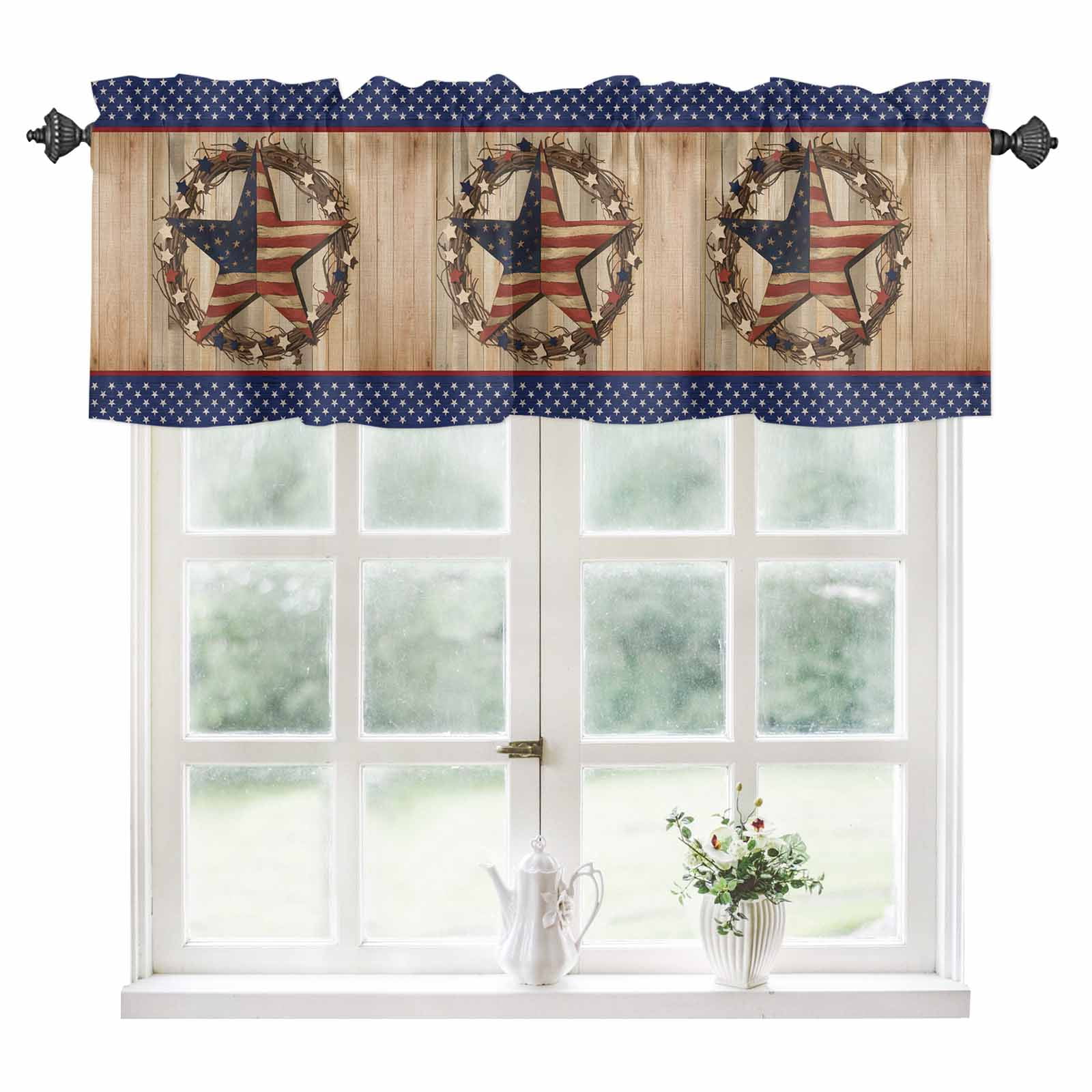 Farmhouse Kitchen Valances for Windows 42x12 Inch Kitchen Curtains ...