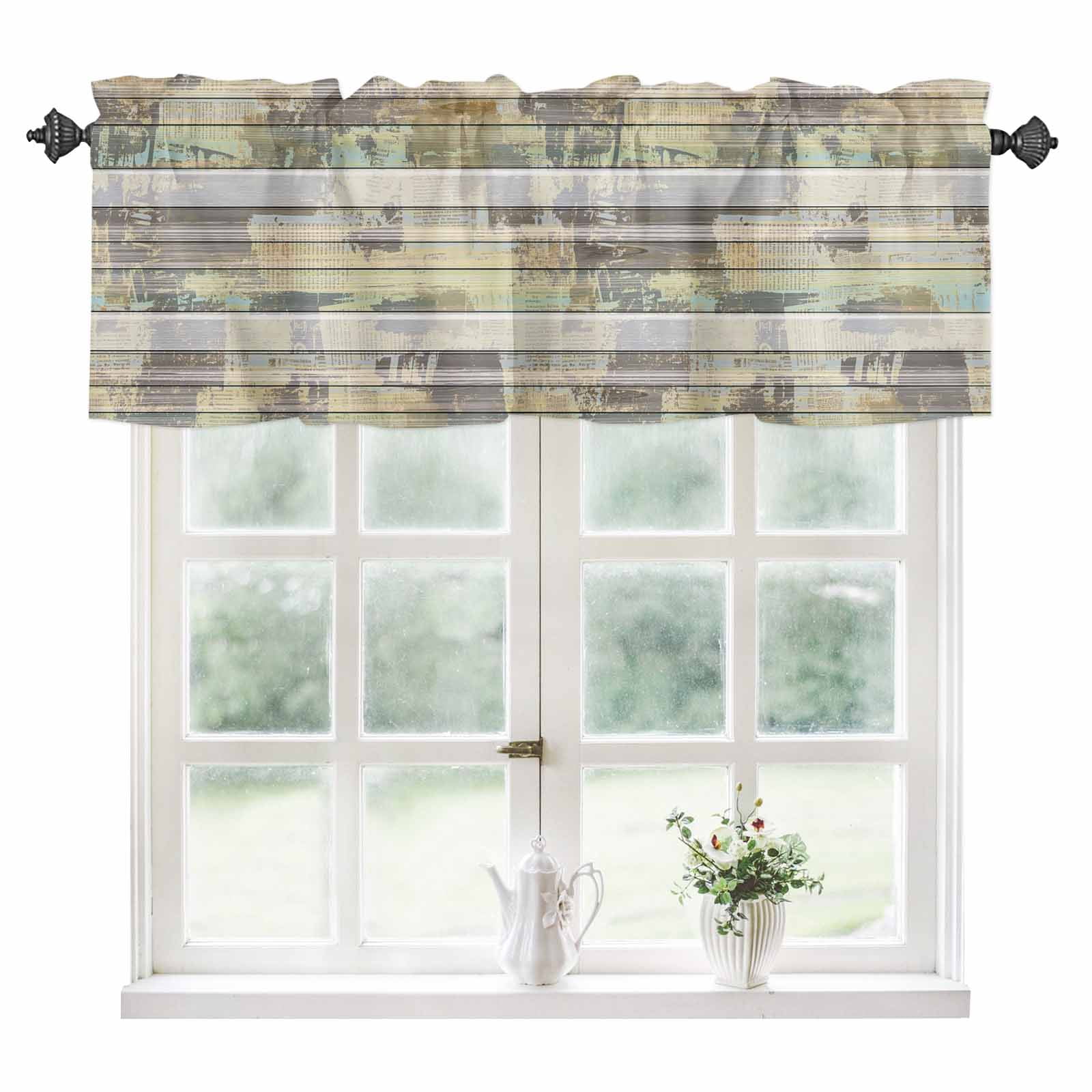 Farmhouse Kitchen Valances for Windows 42x12 Inch Kitchen Curtains ...