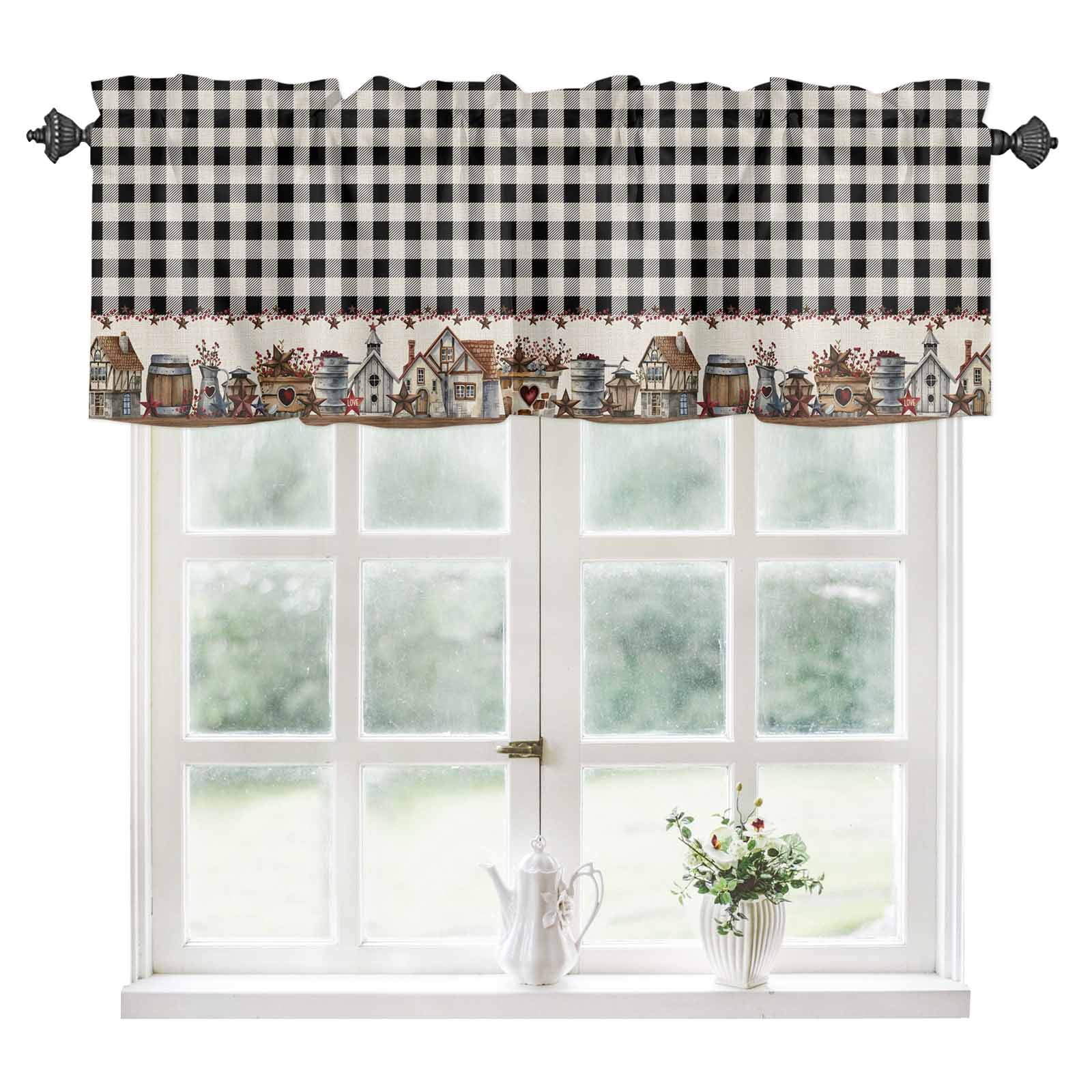 Farmhouse Kitchen Valances for Windows 60x18 Inch Kitchen Curtains ...