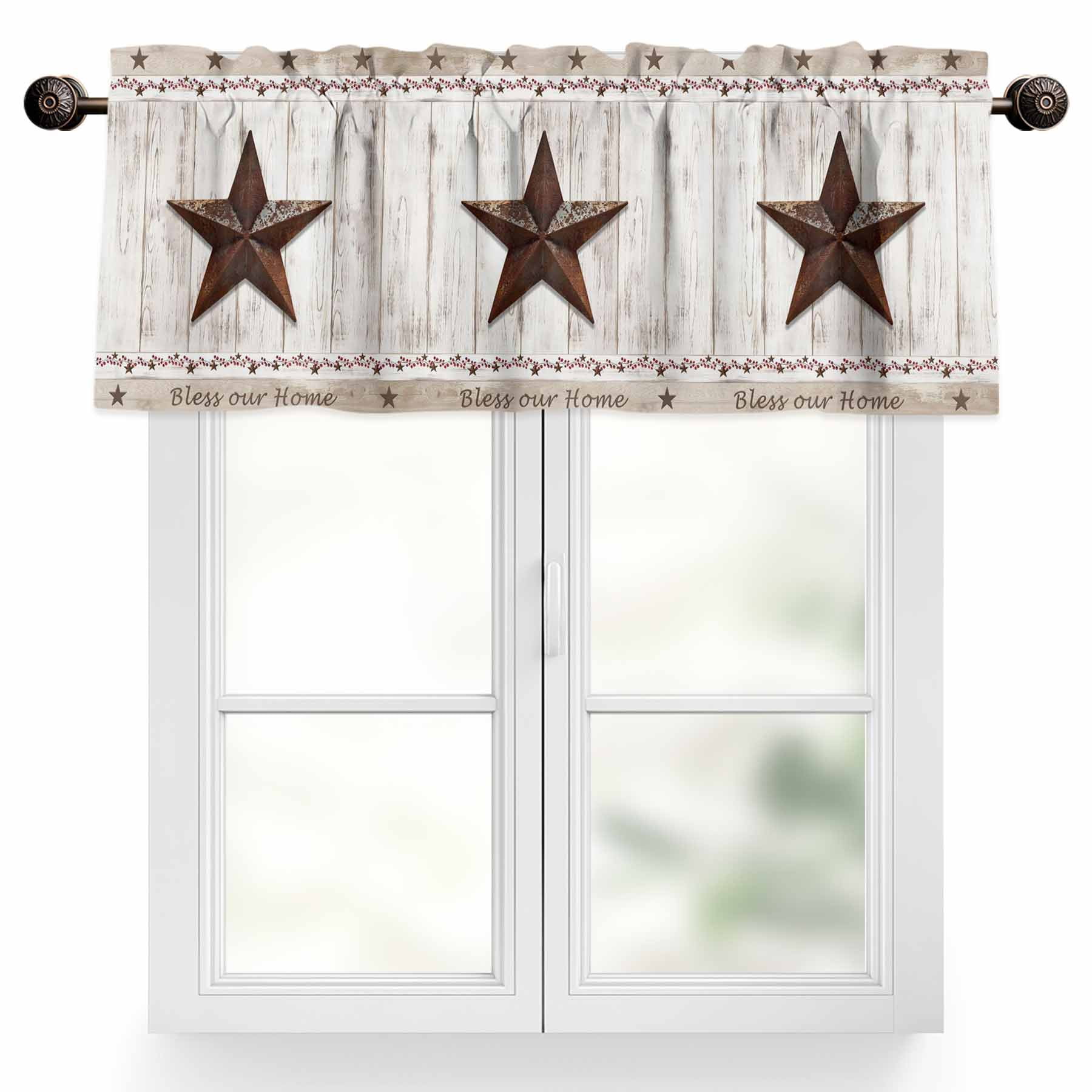 Farmhouse Kitchen Valances for Windows American Star Farmhouse Wood ...
