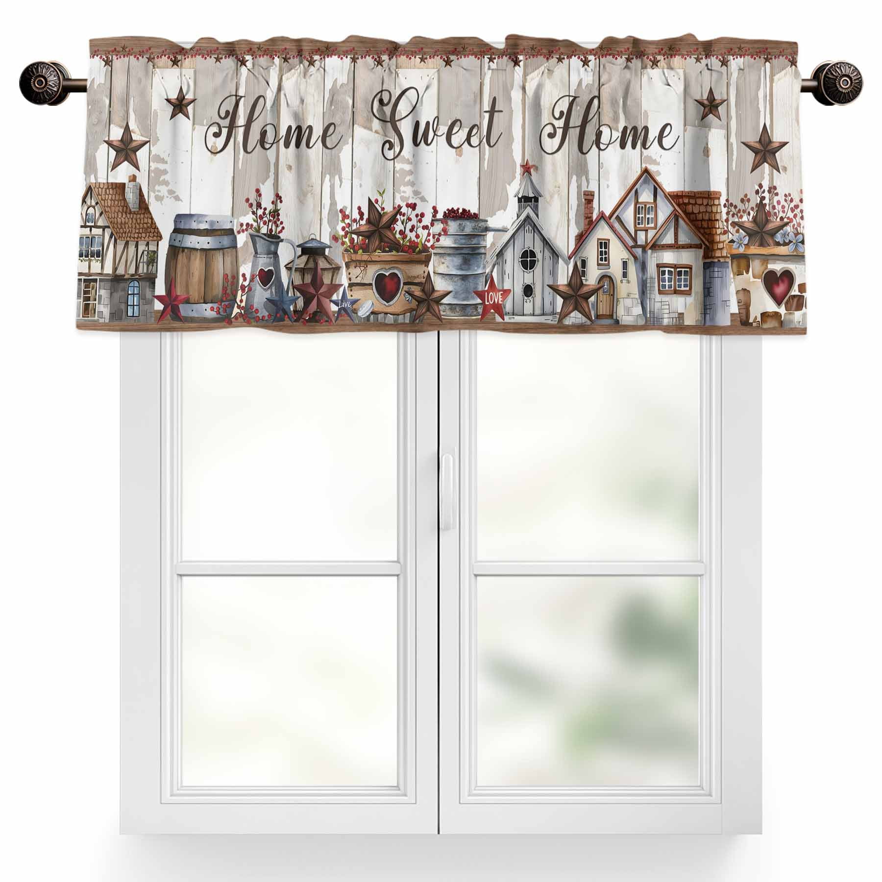 Farmhouse Kitchen Valances for Windows Farm Barn Berry Vintage Wood ...