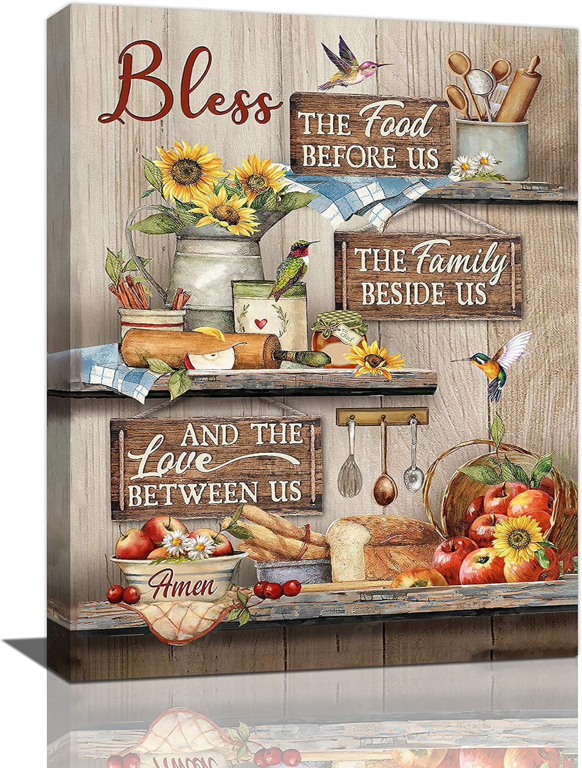 Farmhouse Kitchen Wall Art Christian Kitchen Wall Decor Bless Quotes ...