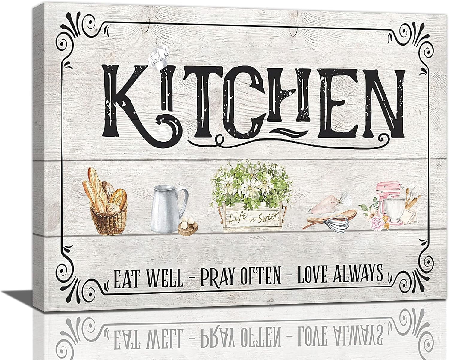 Farmhouse Kitchen Wall Art Rustic Country Kitchen Eat Sign Wall Decor ...