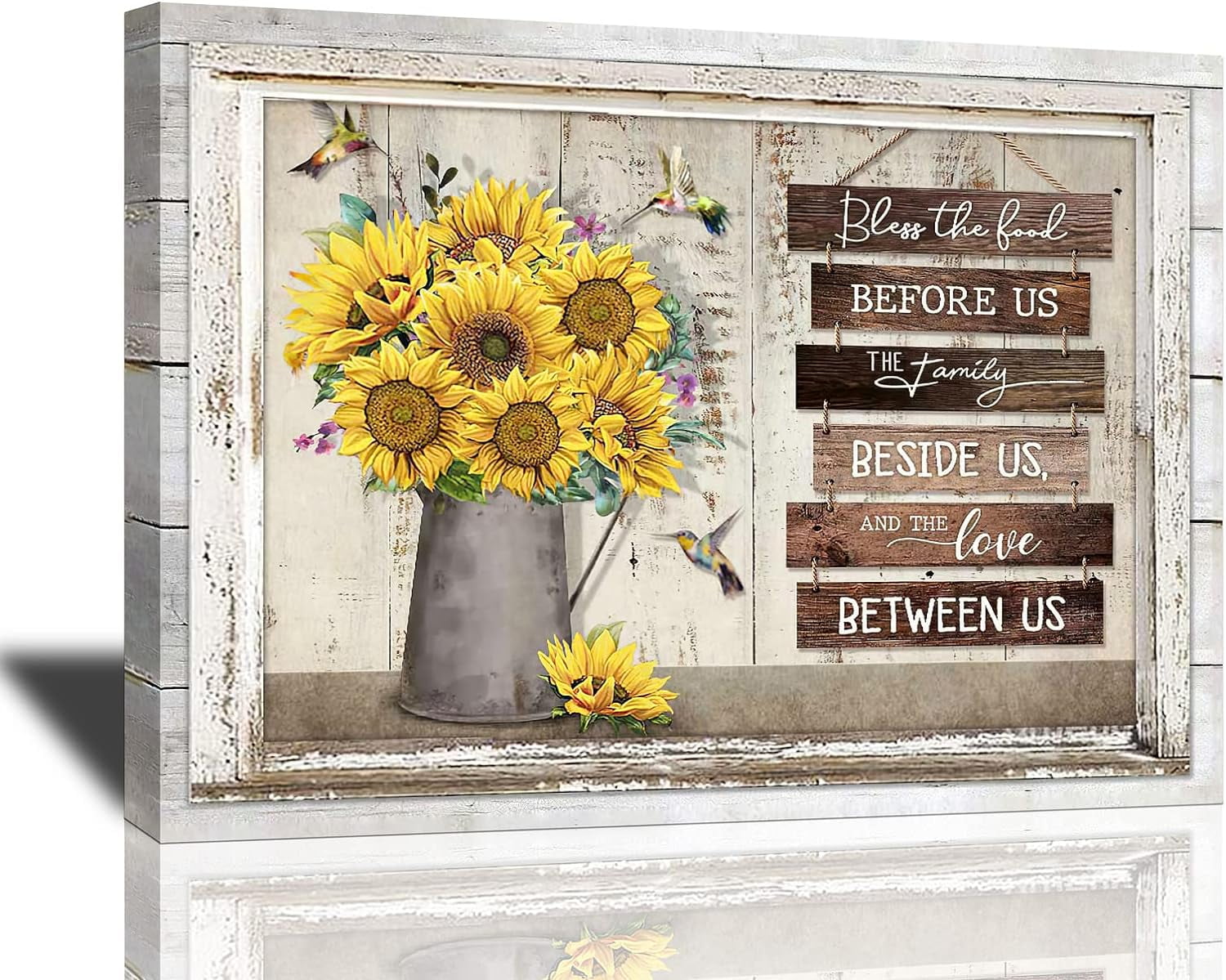 Farmhouse Kitchen Wall Art Rustic Sunflowers Hummingbirds Canvas Prints ...